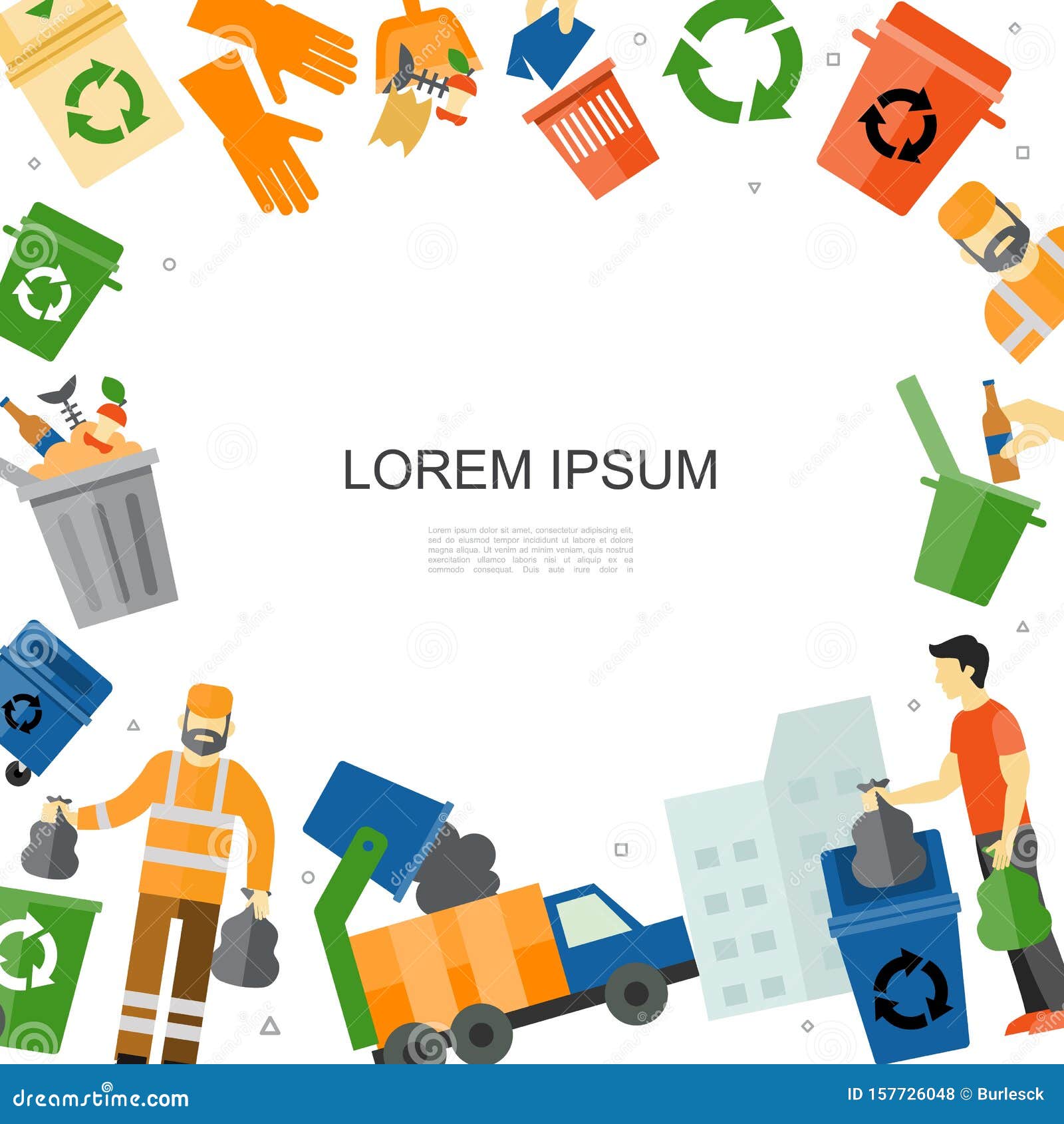 Flat Garbage Elements Template Stock Vector - Illustration of litter ...