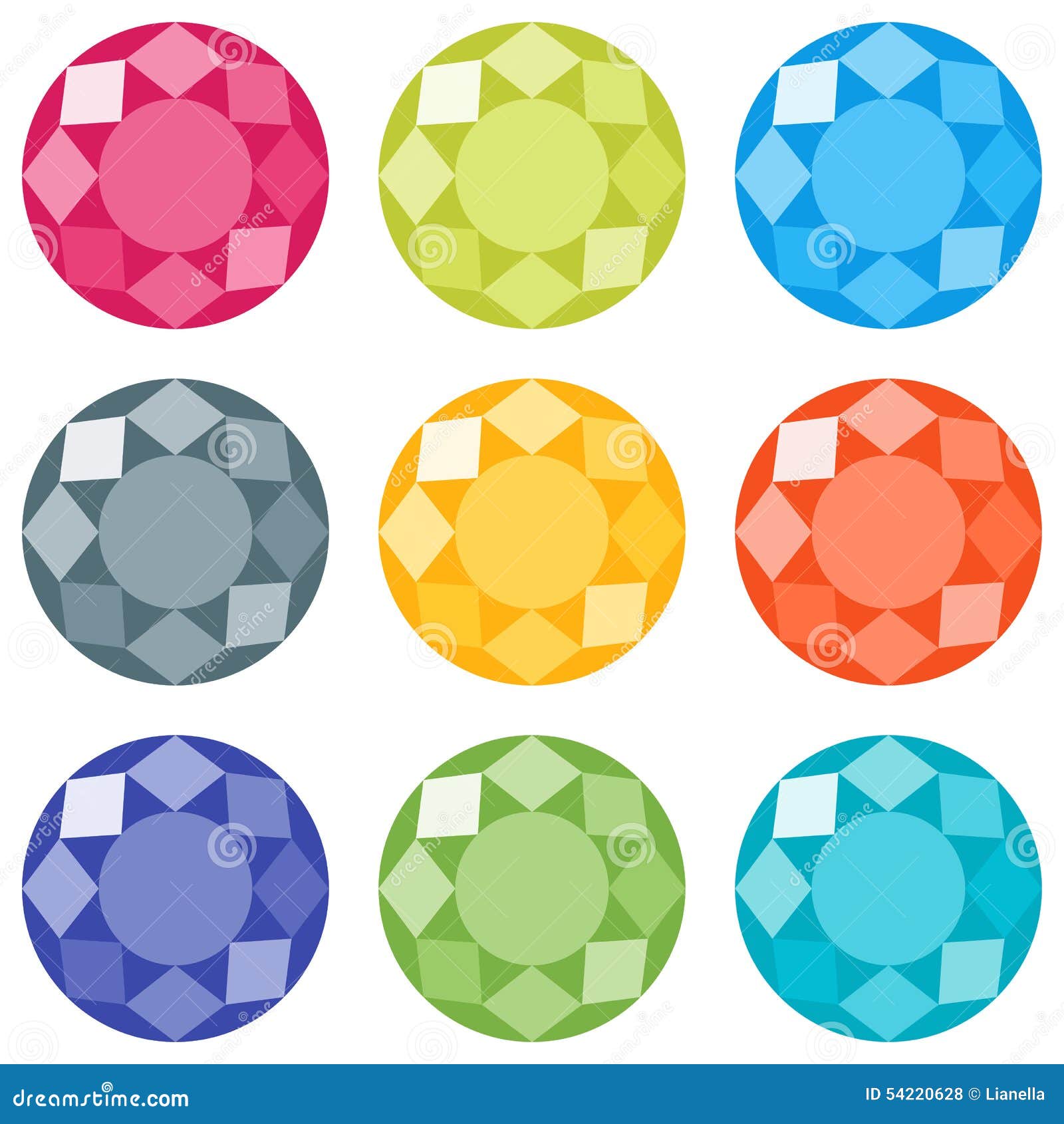 Flat gems icons set stock vector. Illustration of business - 54220628