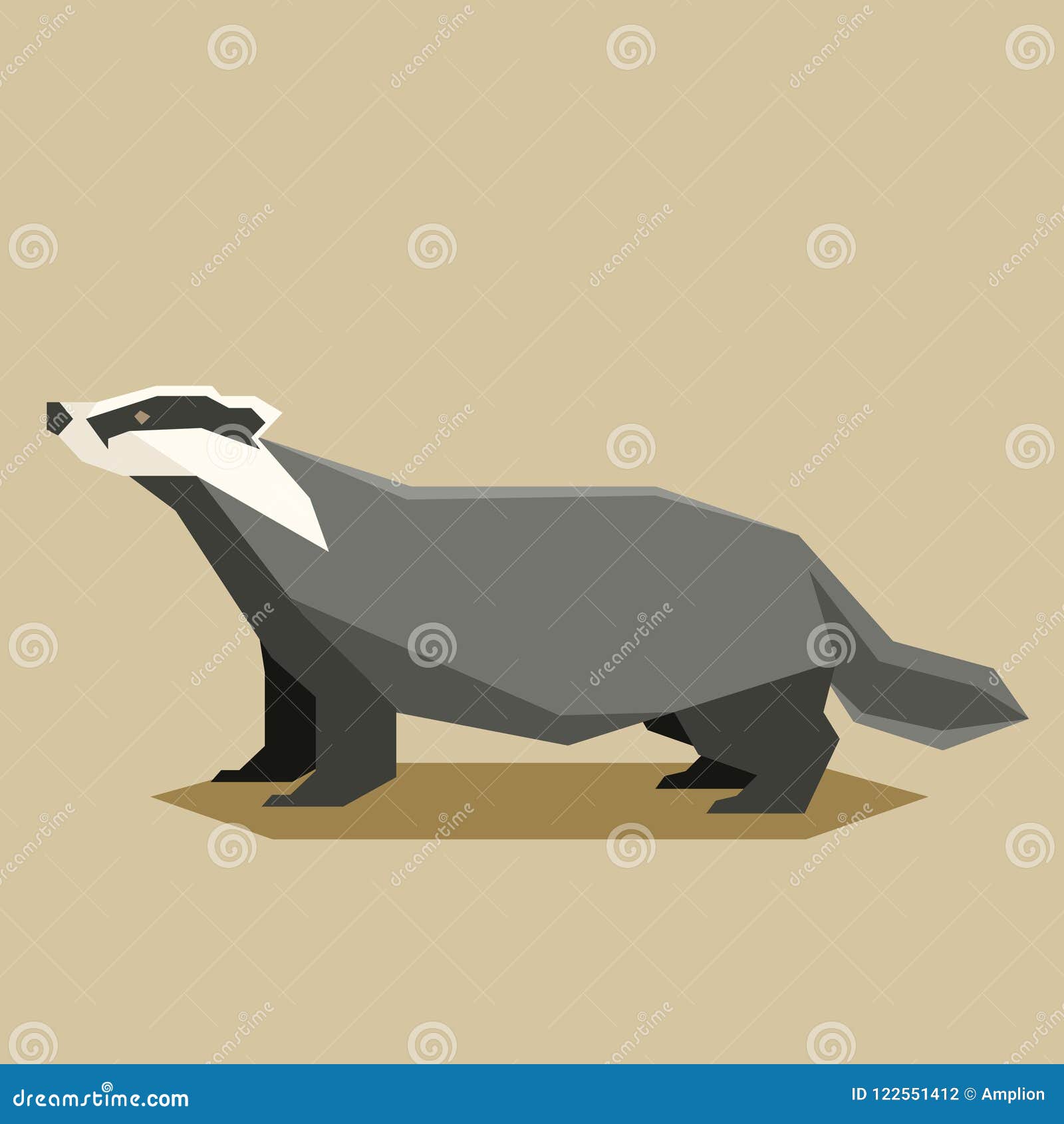 Flat geometric Badger stock vector. Illustration of head - 122551412