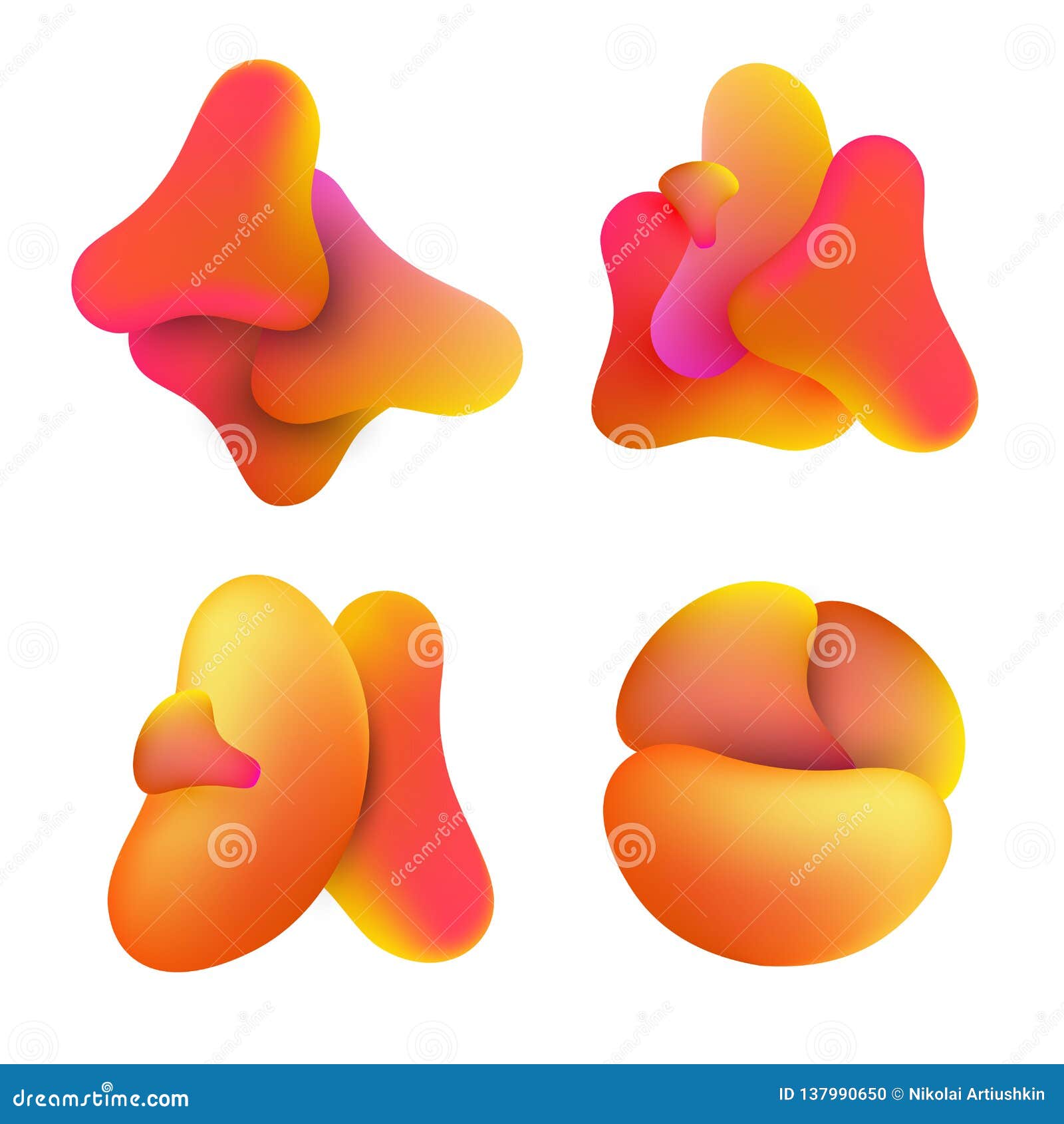 Flat Geometric Colored Abstract Liquid Shape Set Stock Vector ...