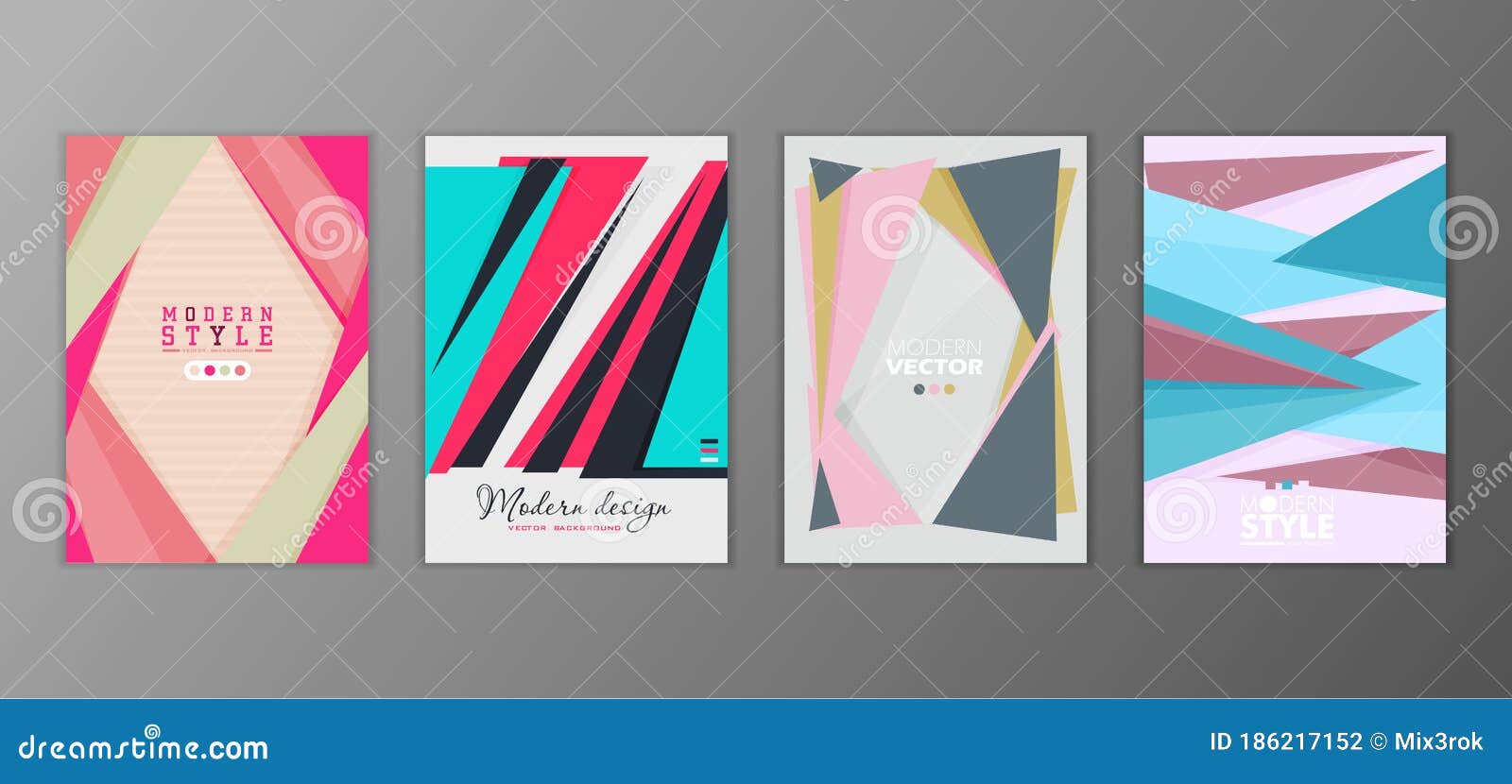 Flat Geometric Covers Design. Colorful Modernism. Simple Shapes ...