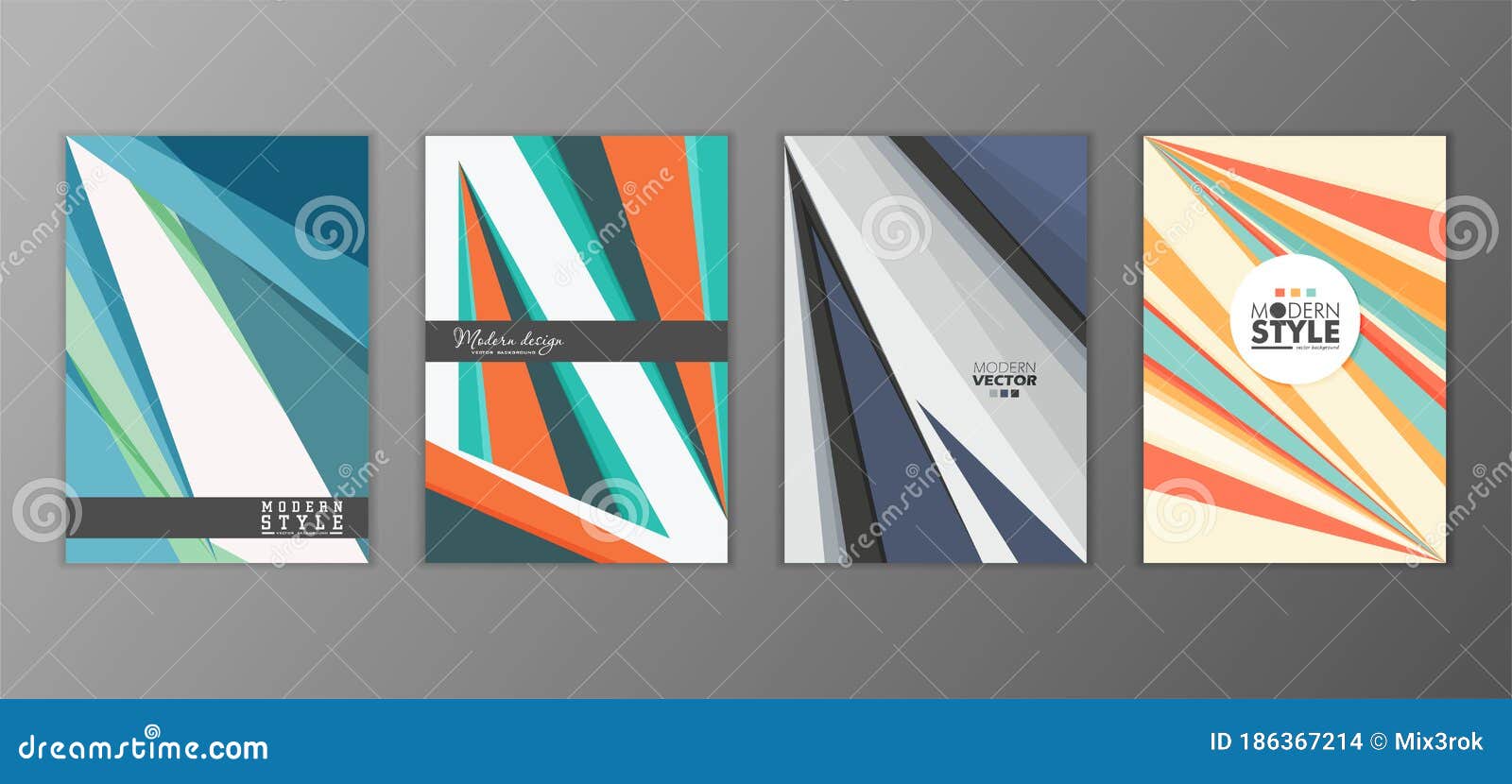 Flat Geometric Covers Design. Colorful Modernism. Simple Shapes ...