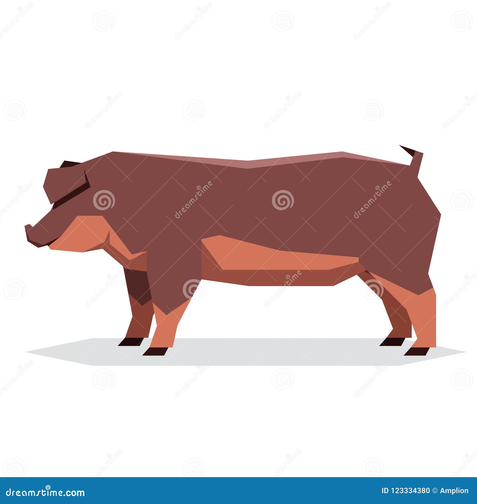 Flat geometric Duroc pig stock vector. Illustration of male - 123334380