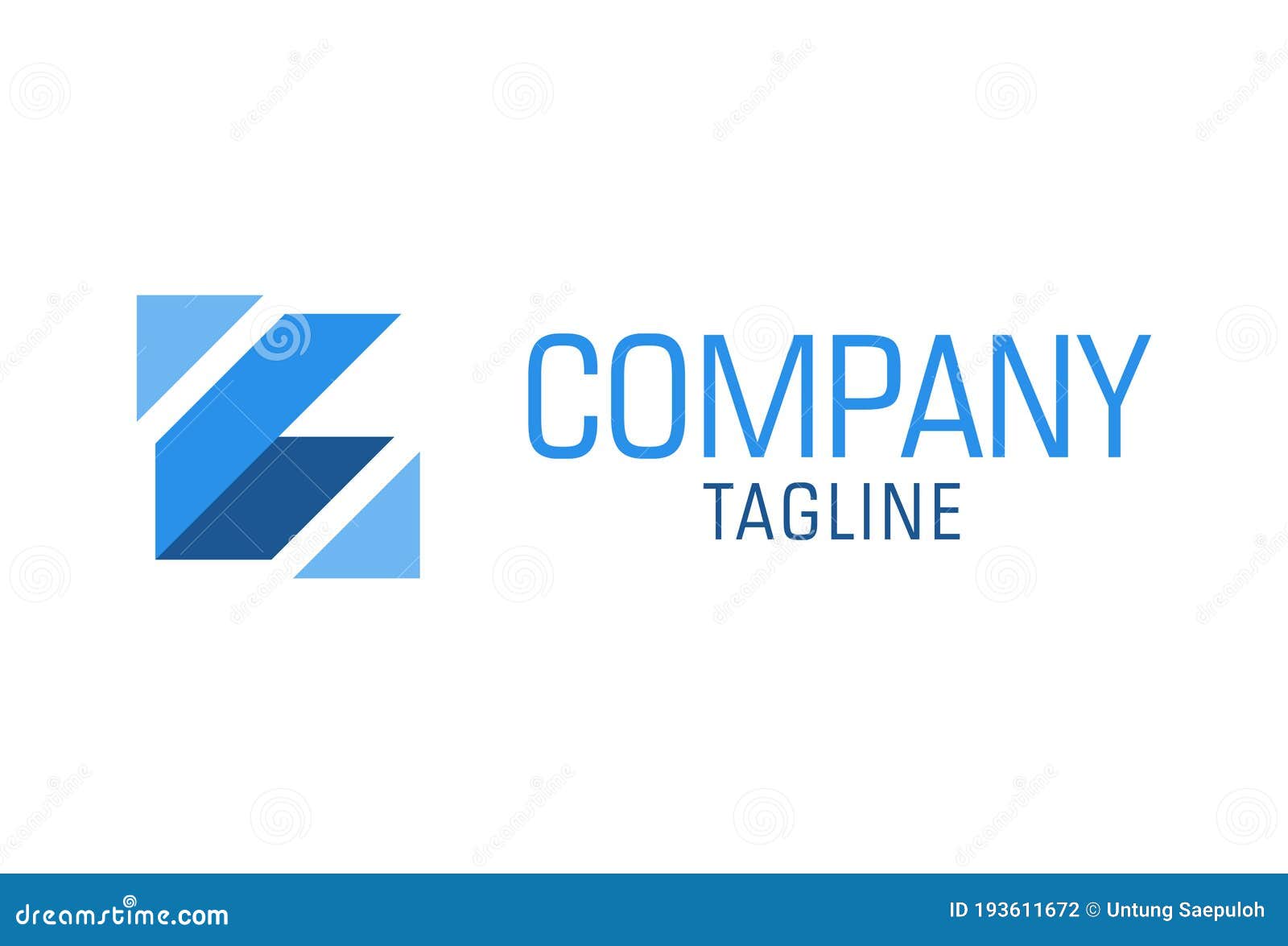 Geometric Rectangular Blue Fold Abstract Logo Design Stock Vector ...