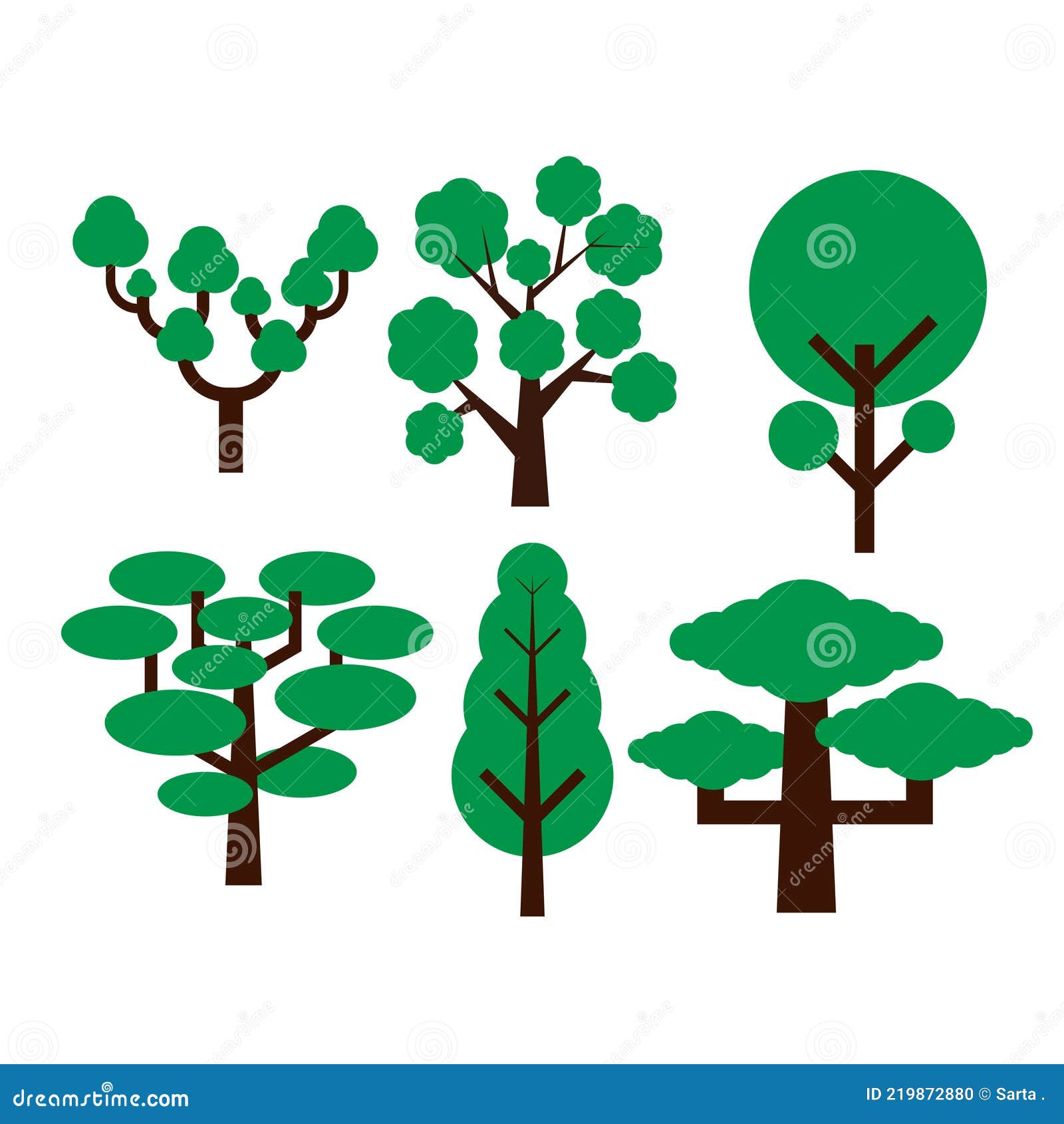 Flat Geometric Trees Vector Illustration Bundle Set Stock Vector ...
