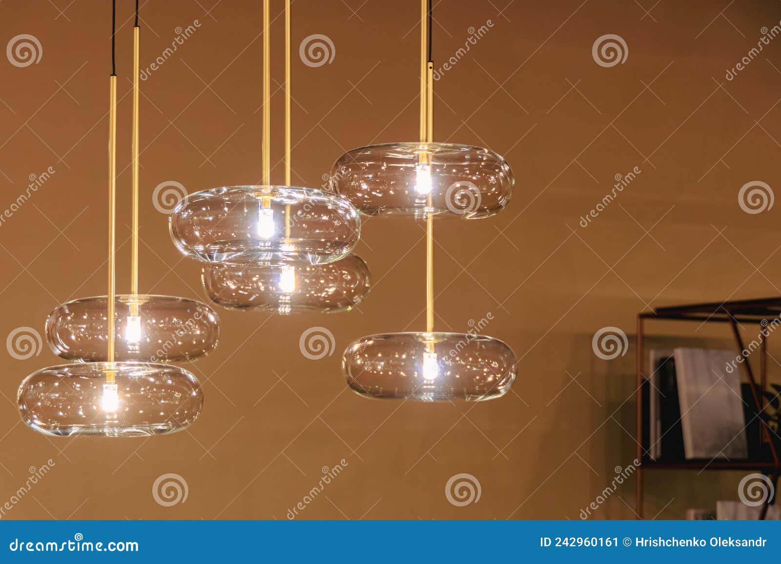 Flat Glass Lamps Suspended From The Ceiling Stock Image | CartoonDealer ...