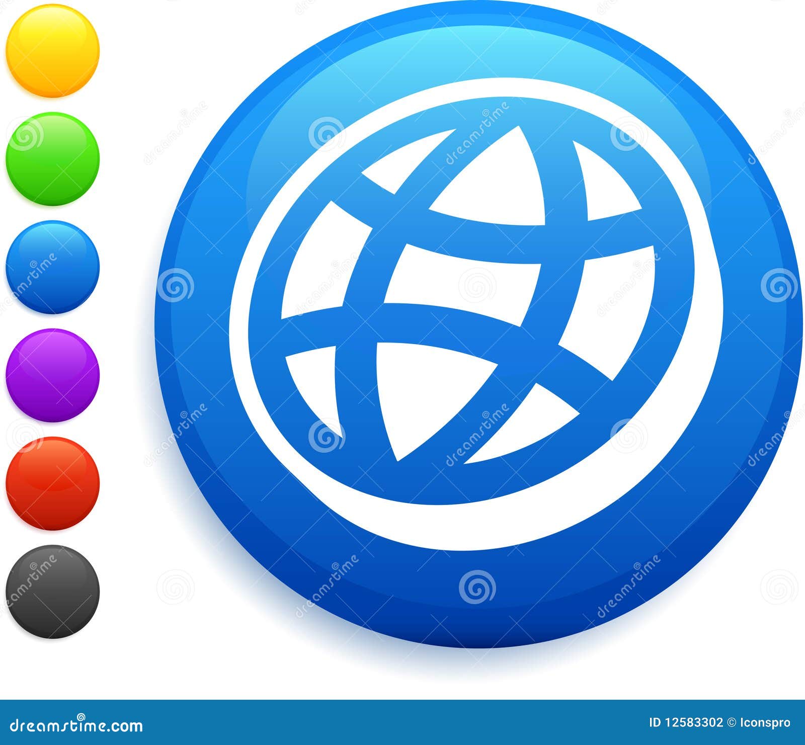 Flat Globe Icon on Round Internet Button Stock Illustration ...