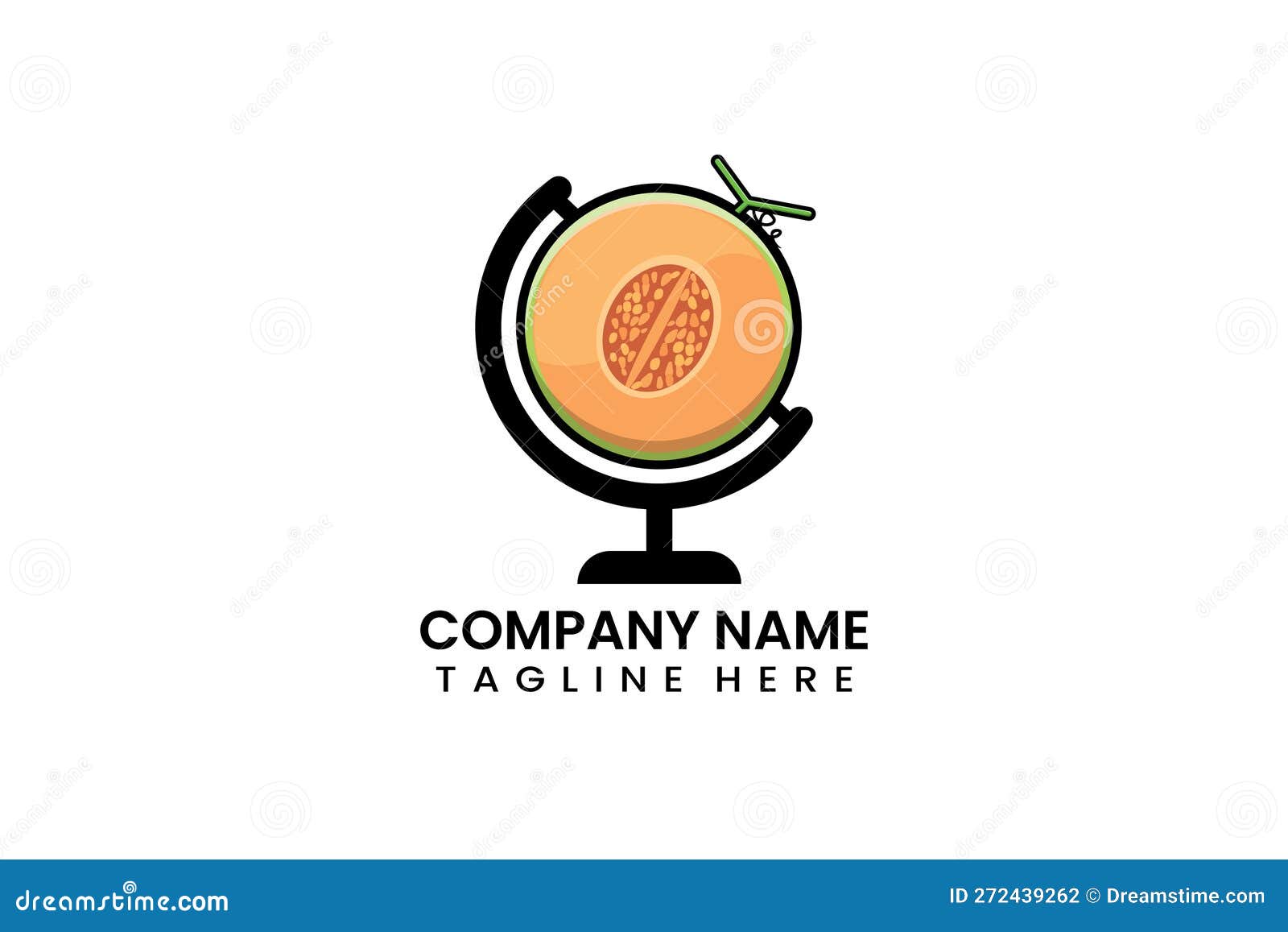 Flat Globe Travel Melon Fruit Logo Icon Template Stock Illustration ...