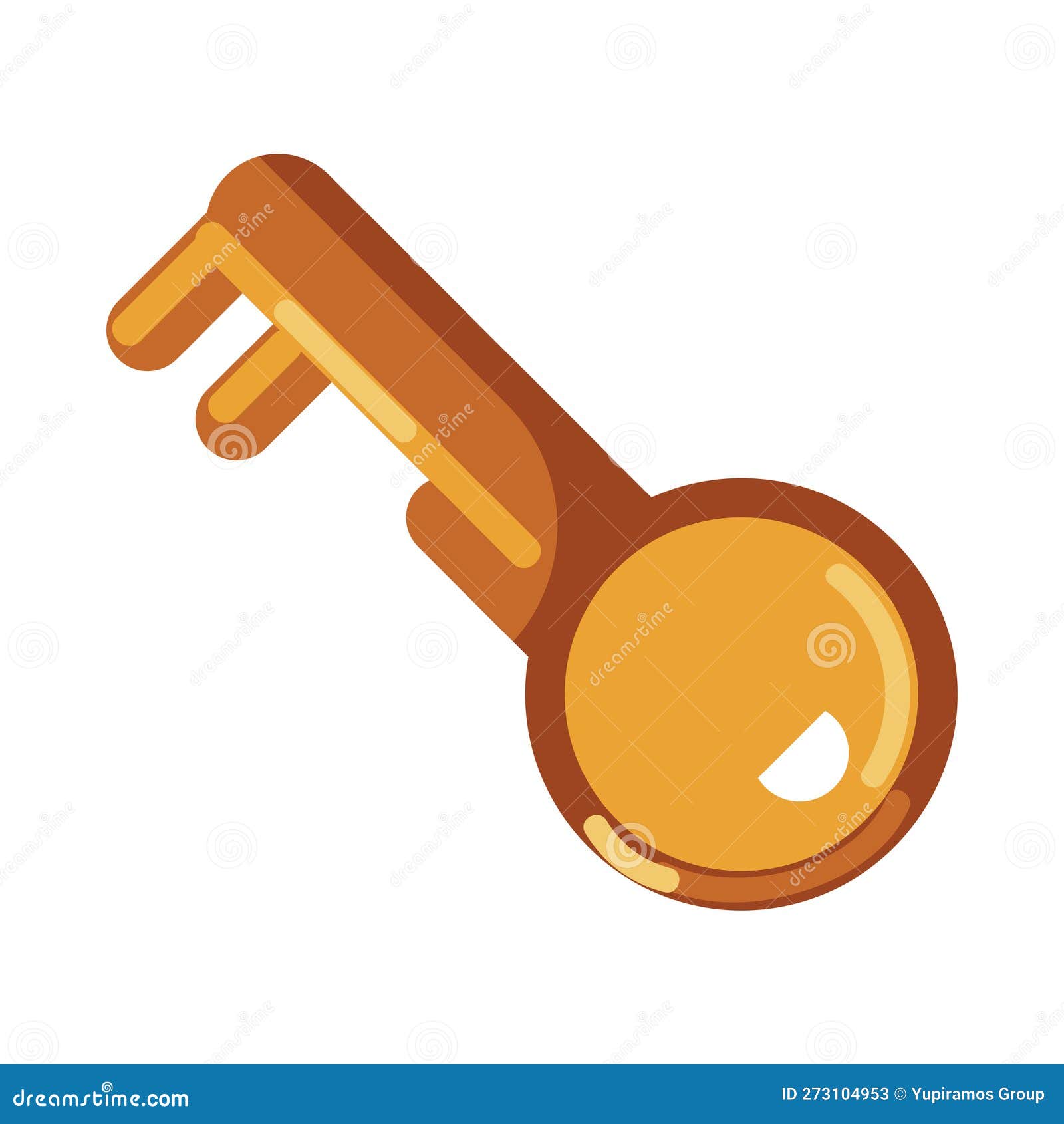 Flat golden key stock vector. Illustration of entry - 273104953