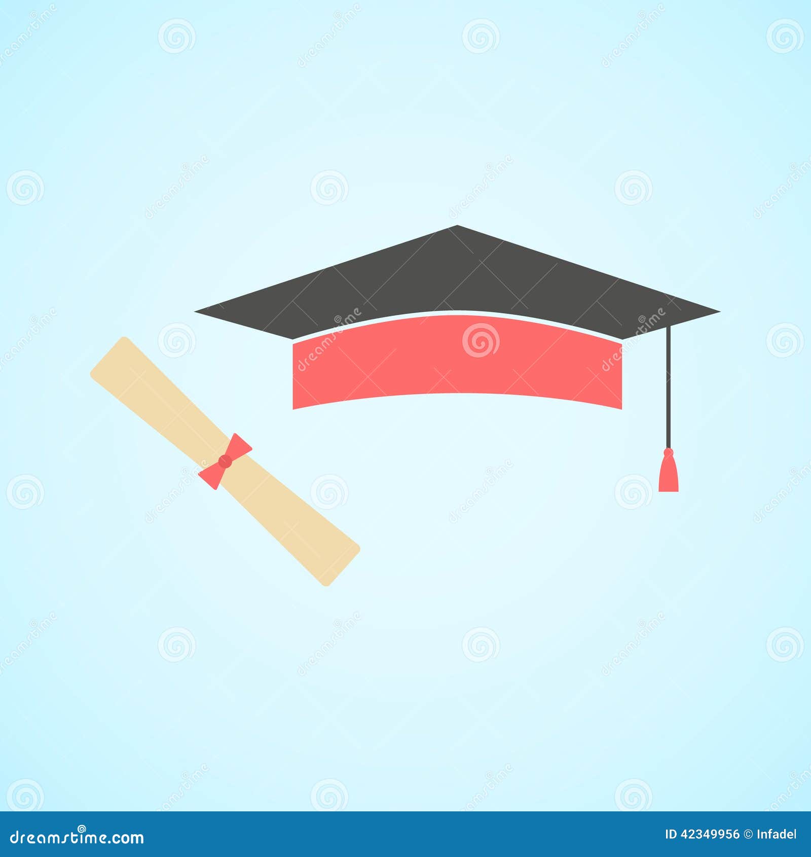 Flat Graduation Cap and Diploma, Concept of Education and Knowledge ...