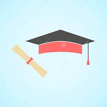 Flat Graduation Cap and Diploma, Concept of Education and Knowledge ...