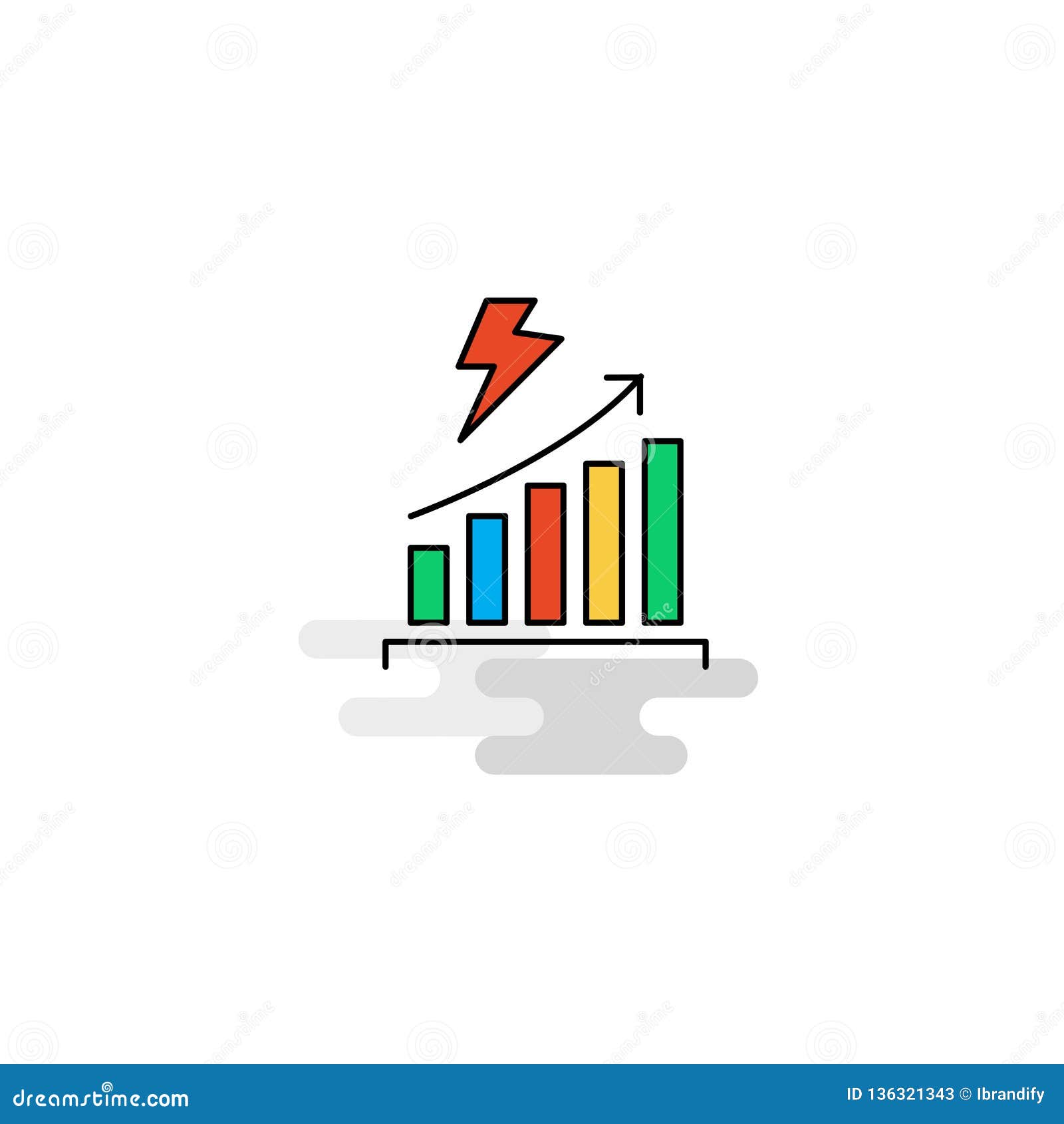 Flat Graph Rising Icon. Vector Stock Vector - Illustration of marketing ...