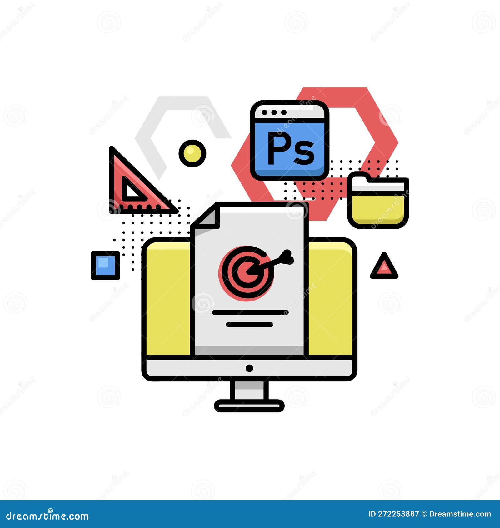 Flat Graphic Design Line Art Design Art Isolated on White Stock Vector ...