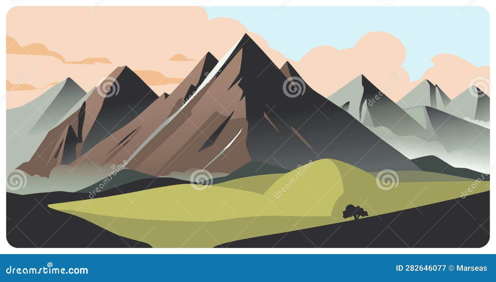 Flat Graphic Vector Concept of Mountain Landscape Stock Vector ...