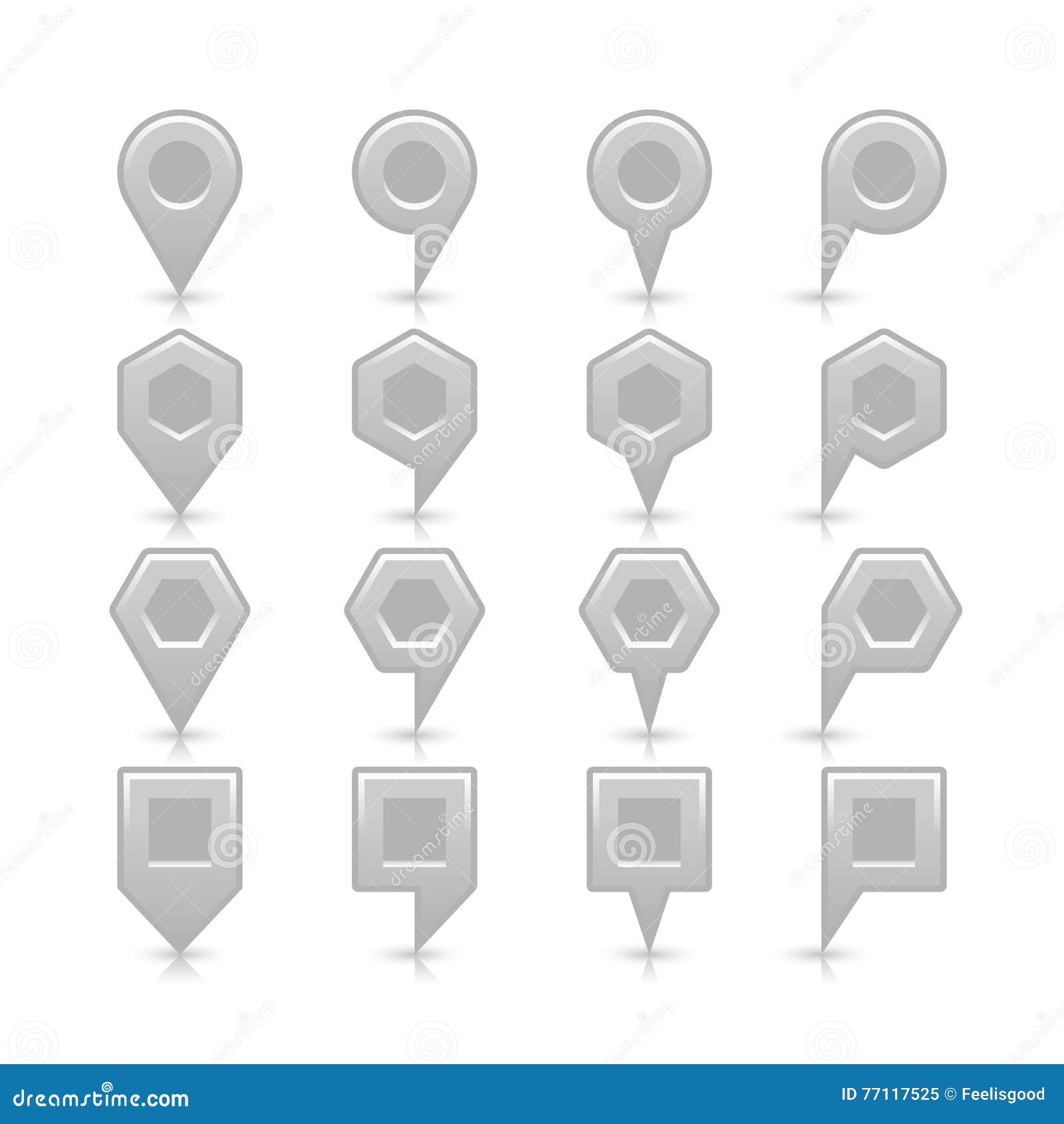 Flat Gray Color Map Pin Sign Location Icon Stock Vector - Illustration ...