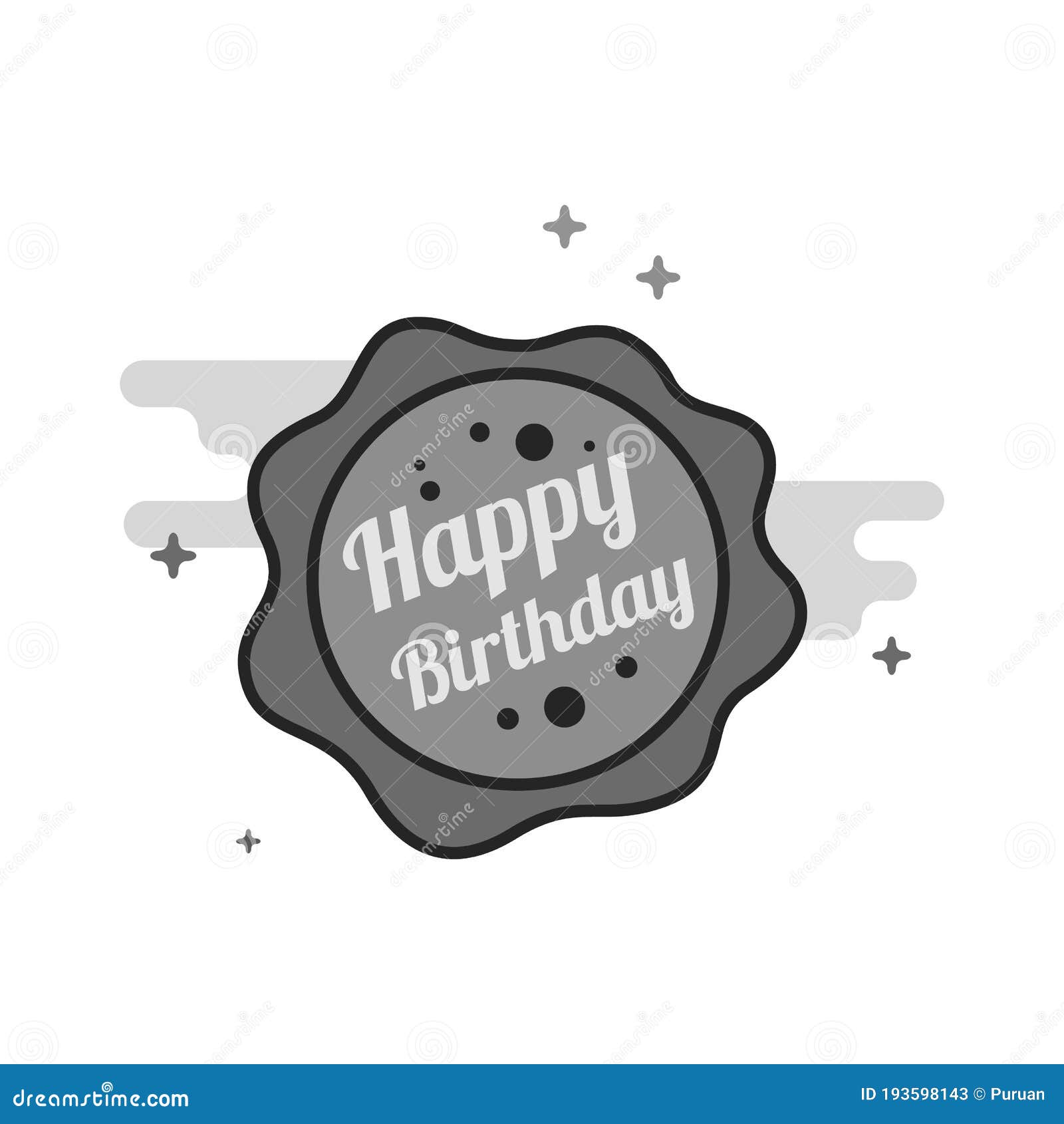 Flat Grayscale Icon - Birthday Texts Stock Vector - Illustration of ...