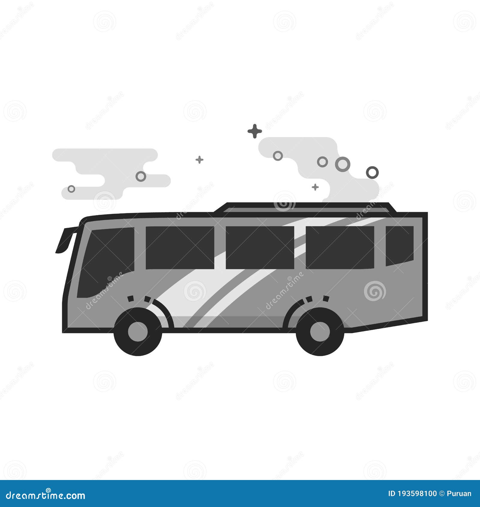 Flat Grayscale Icon - Bus stock vector. Illustration of passenger ...