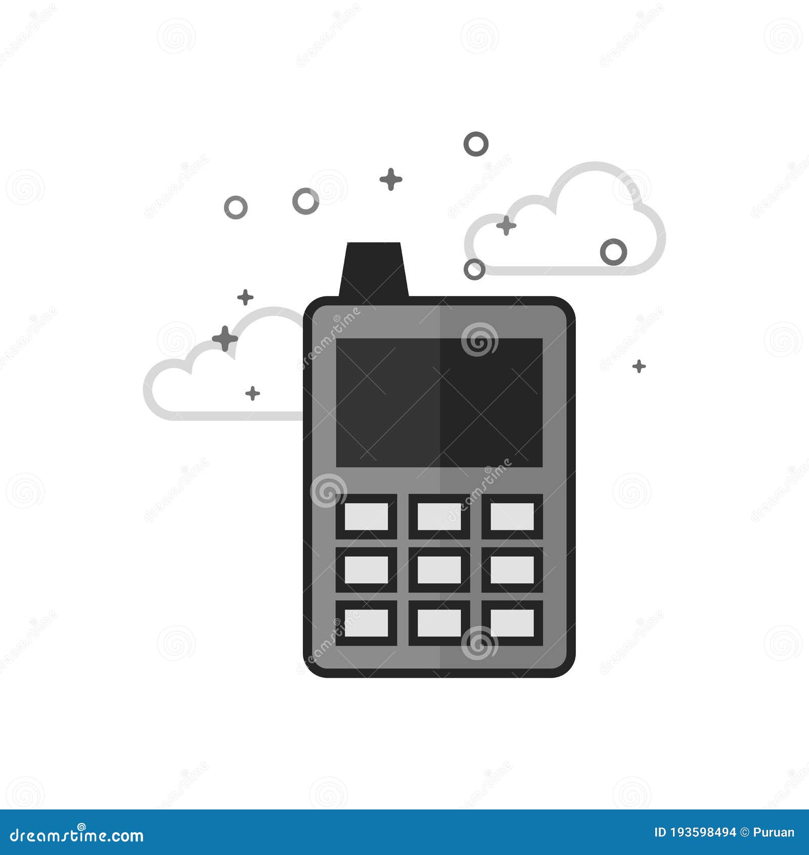 Flat Grayscale Icon - Cell Phone Stock Vector - Illustration of mobile ...