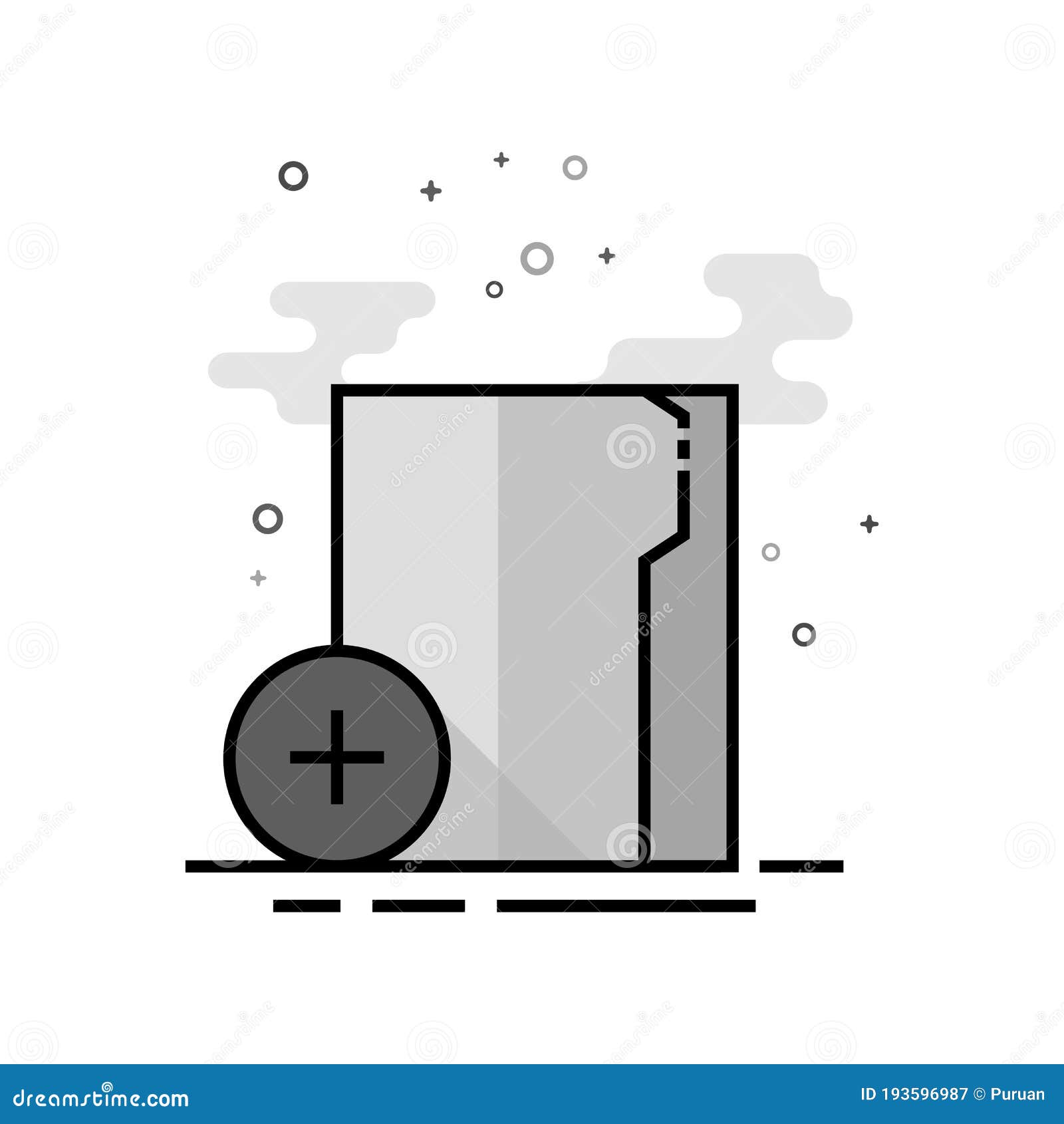 Flat Grayscale Icon - Folder Stock Vector - Illustration of archive ...