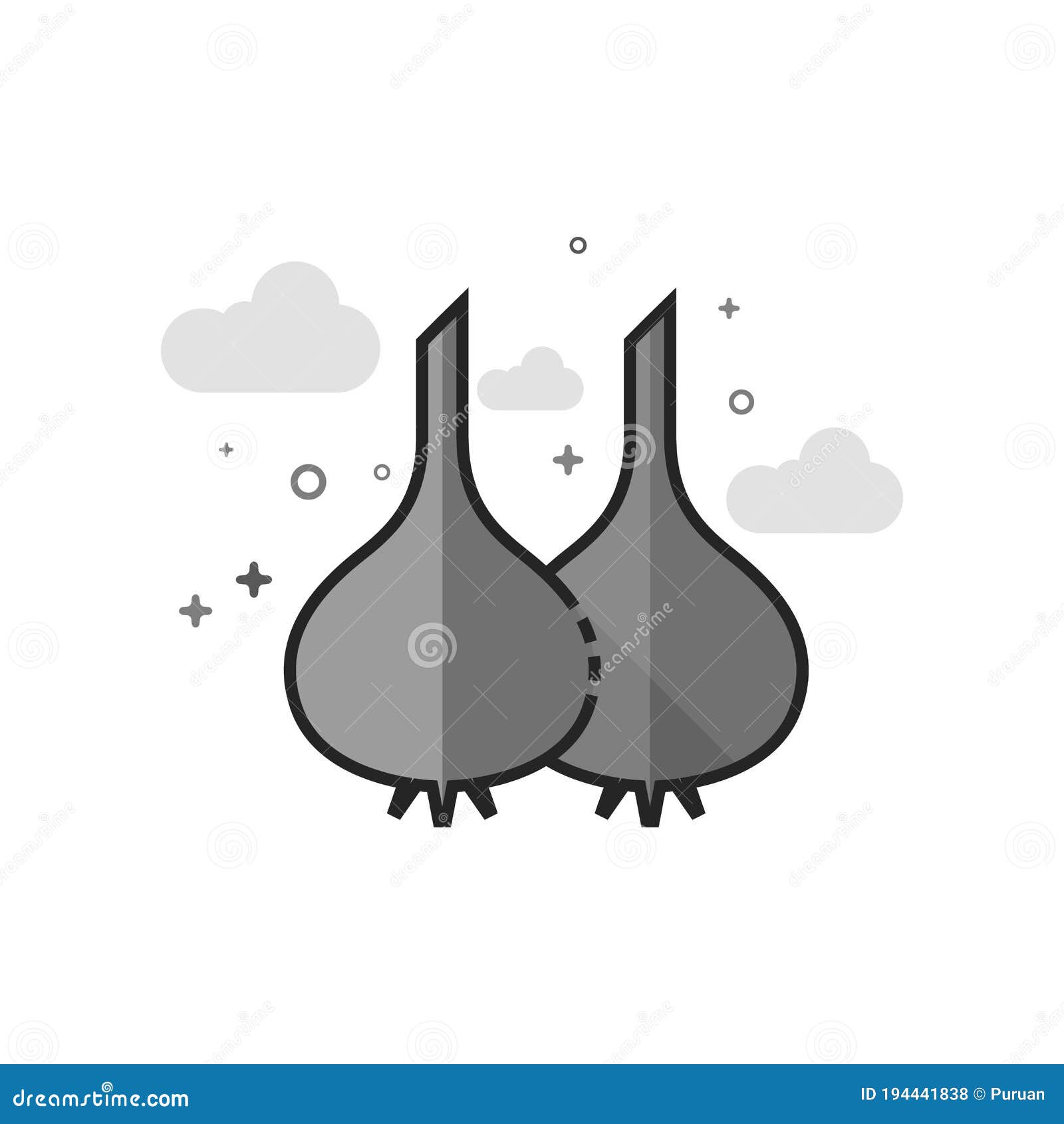 Flat Grayscale Icon - Garlic Stock Vector - Illustration of ingredient ...