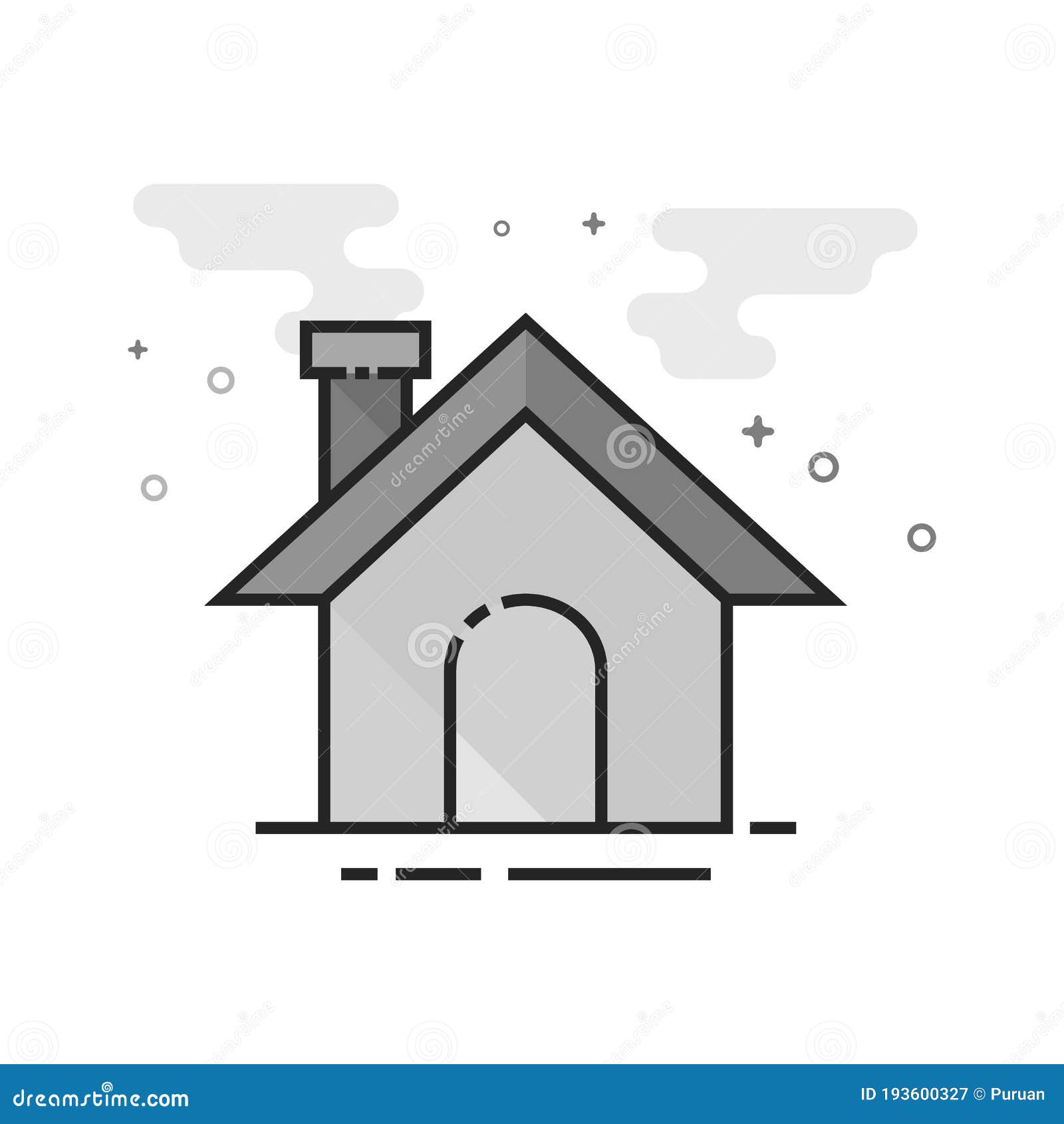Flat Grayscale Icon - Home stock vector. Illustration of building ...