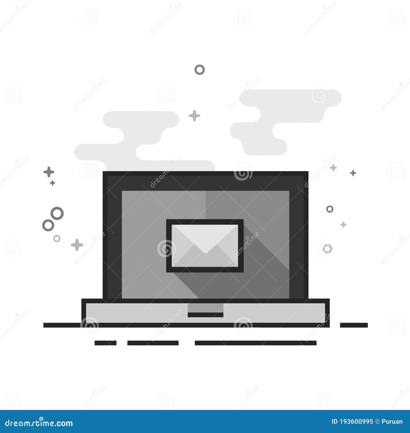 Flat Grayscale Icon - Laptop Computer Stock Vector - Illustration of ...