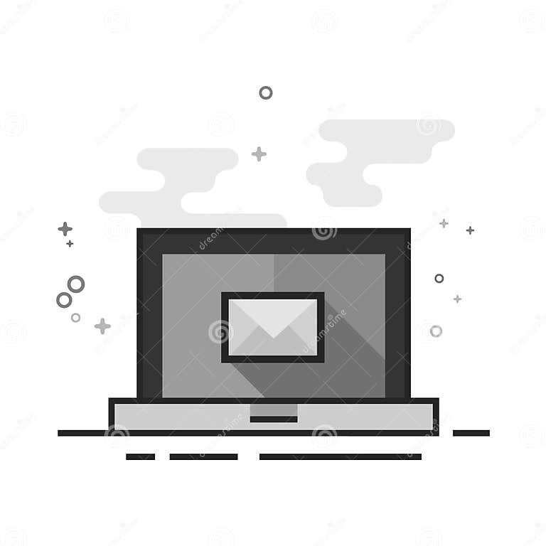Flat Grayscale Icon - Laptop Computer Stock Vector - Illustration of ...