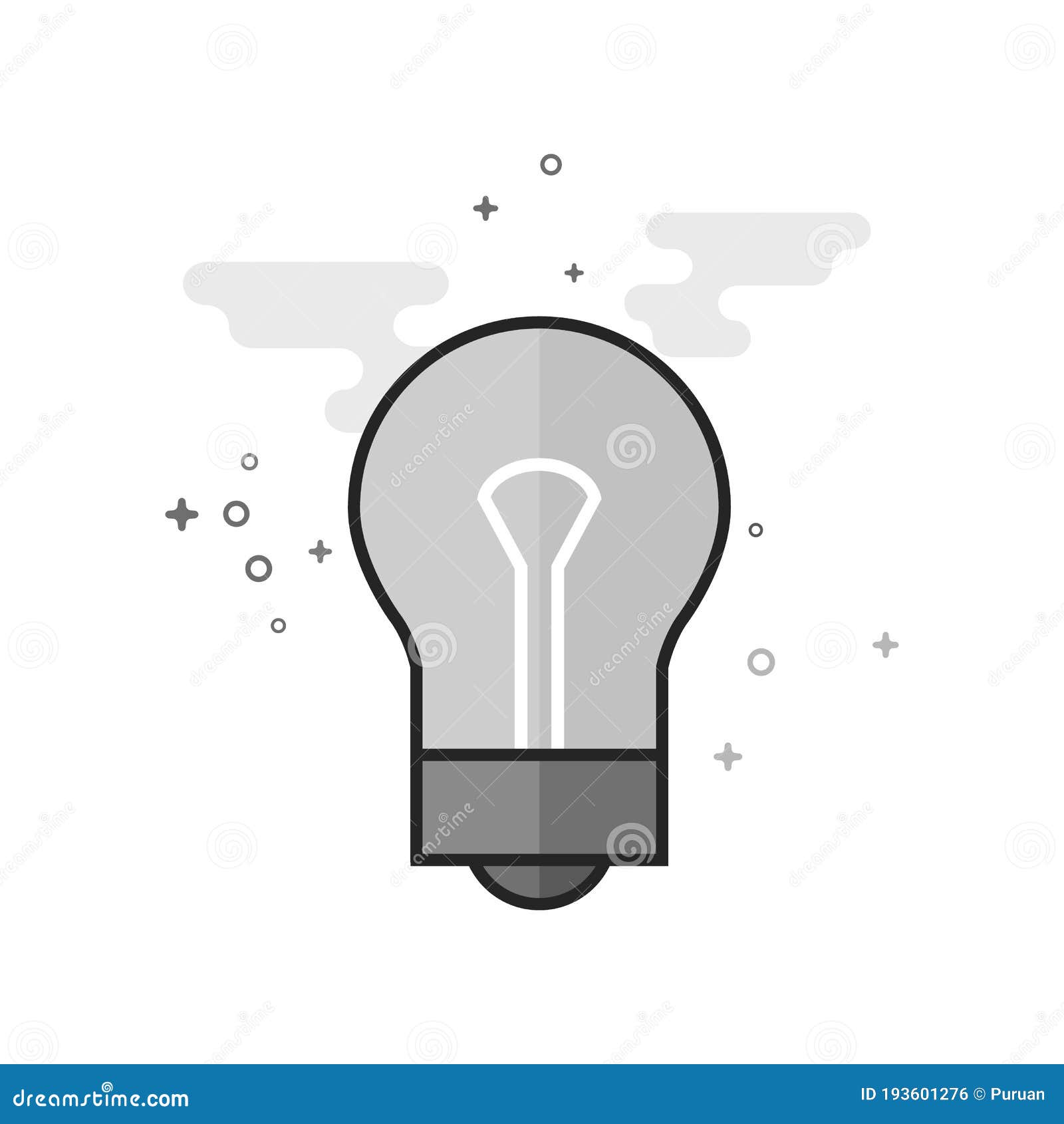 Flat Grayscale Icon - Lightbulb Stock Vector - Illustration of gray ...