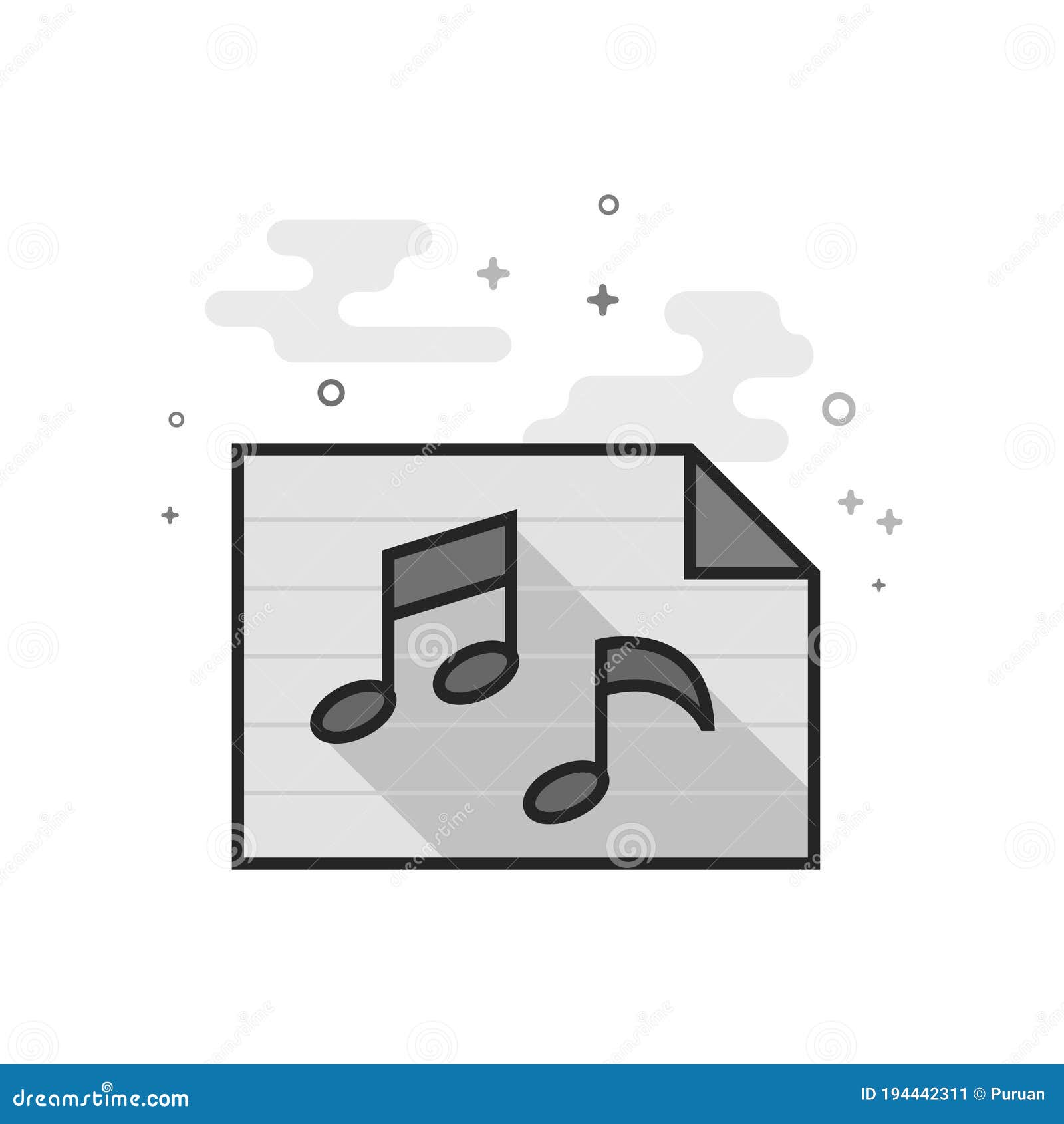 Flat Grayscale Icon - Music Notes Stock Vector - Illustration of ...