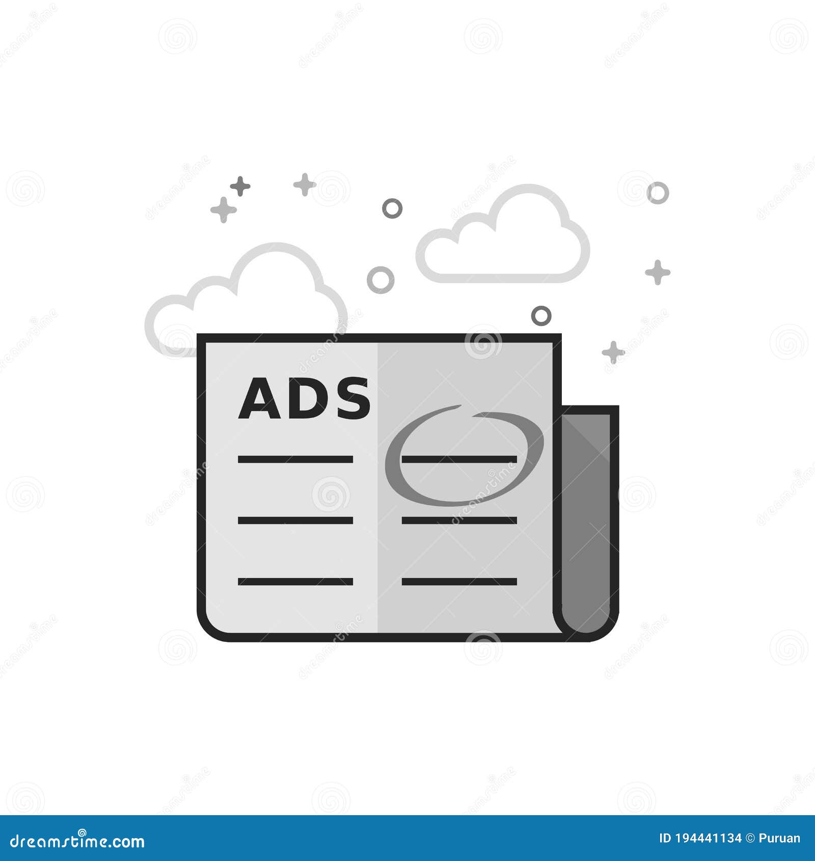 Flat Grayscale Icon - Newspaper Ads Stock Vector - Illustration of ...
