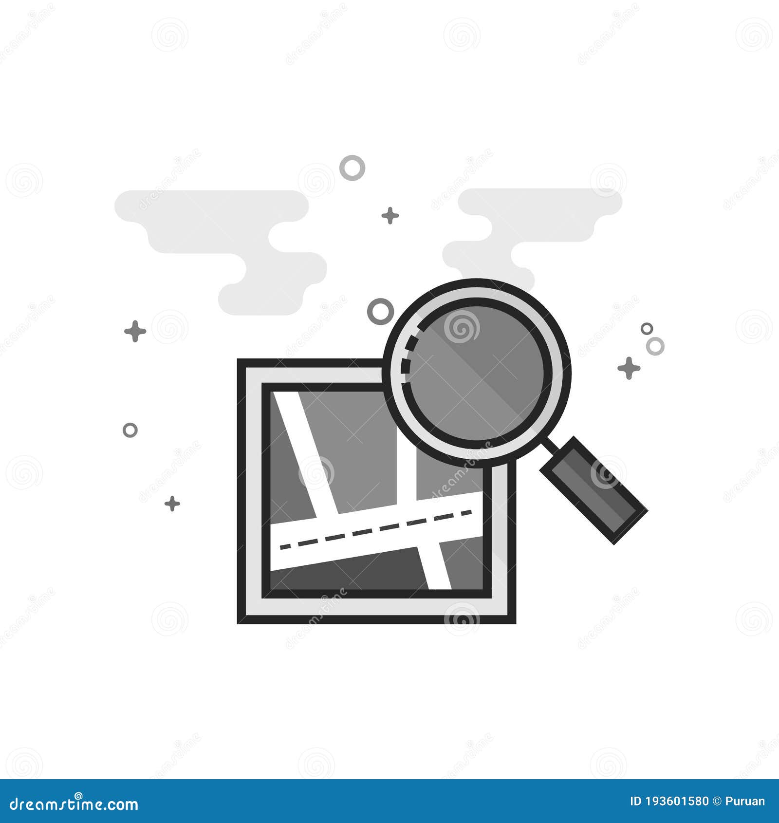 Flat Grayscale Icon - Road Map Stock Vector - Illustration of locate ...