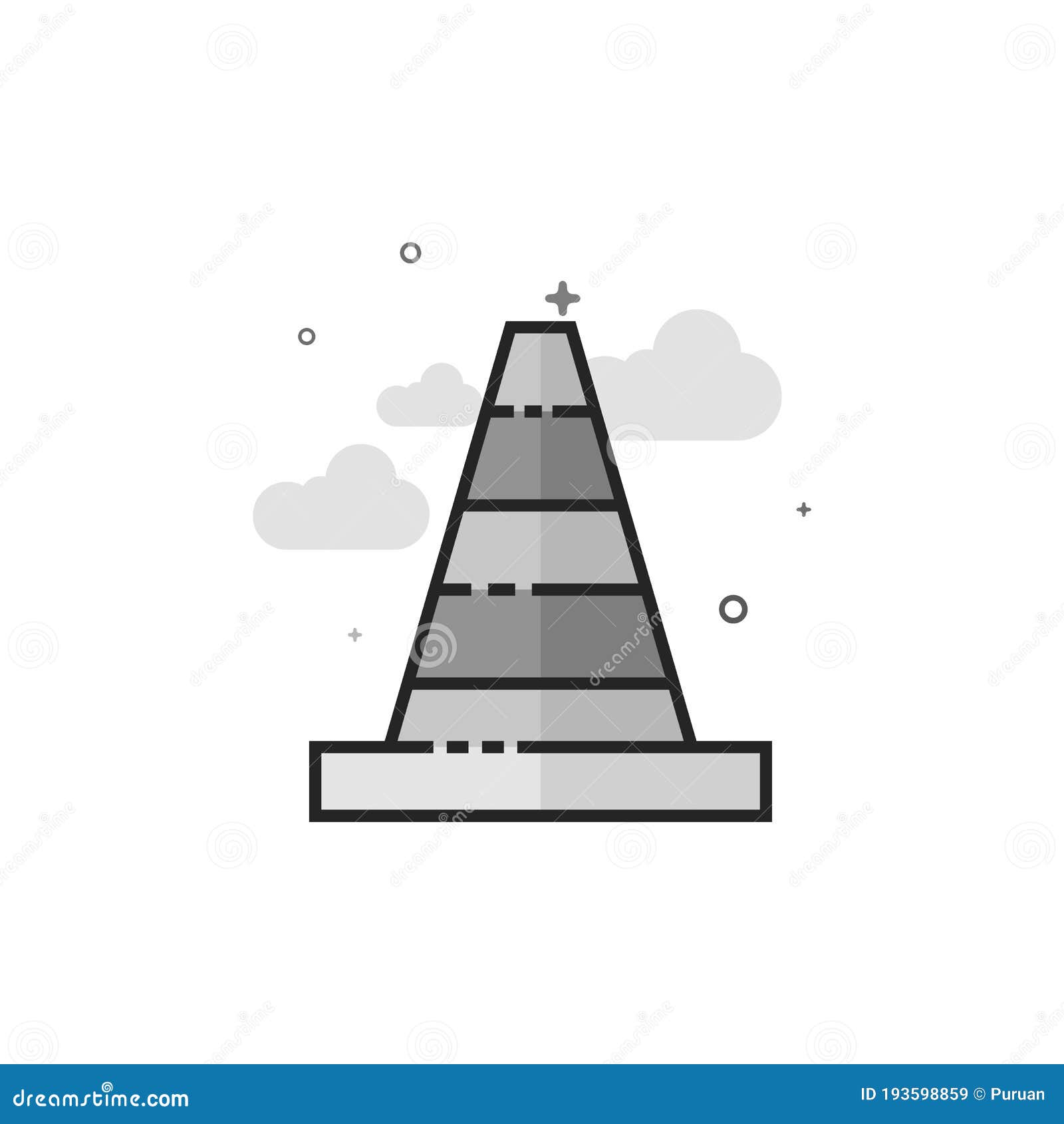 Flat Grayscale Icon - Traffic Cone Stock Vector - Illustration of ...