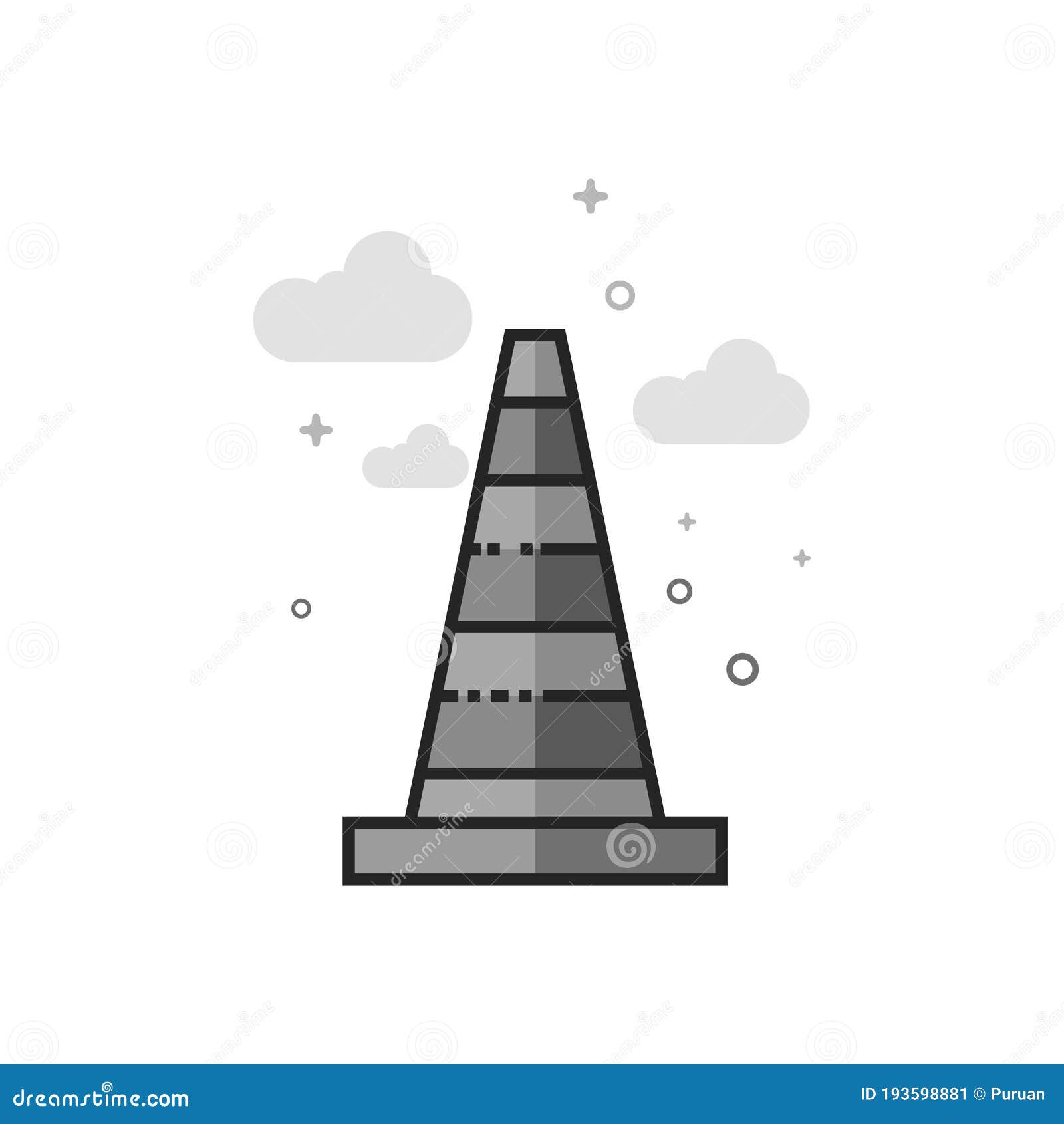 Flat Grayscale Icon - Traffic Cone Stock Vector - Illustration of ...