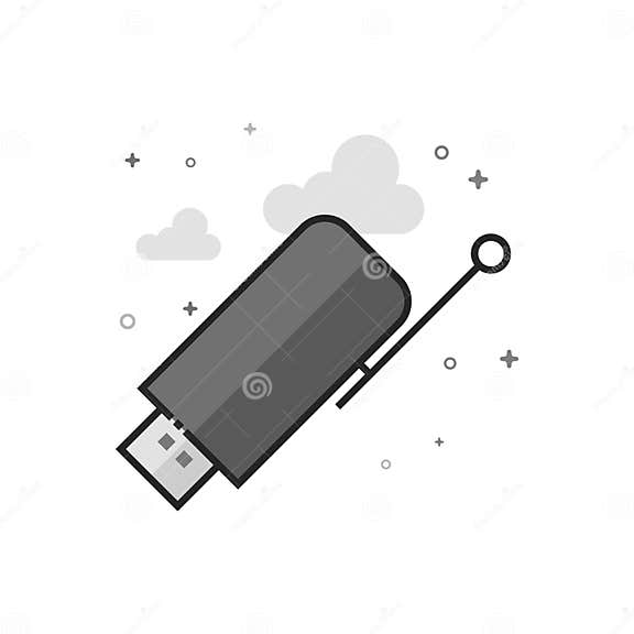 Flat Grayscale Icon - Wireless Receiver Stock Vector - Illustration of ...