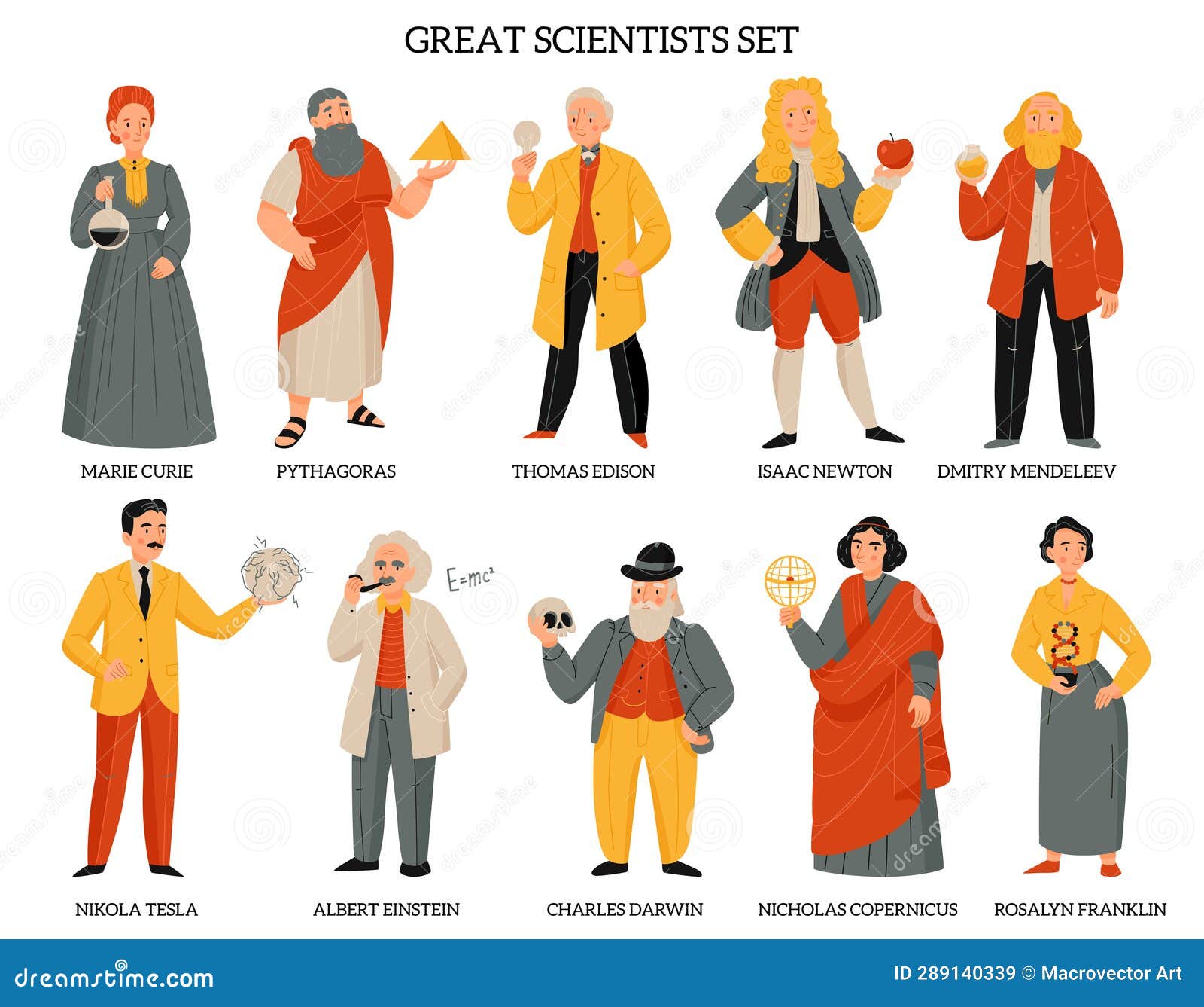 Flat Great Scientists Set stock vector. Illustration of einstein ...