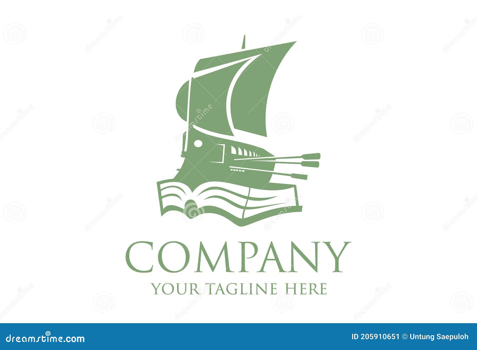 Green Color Abstract Open Book Ship Logo Design Stock Vector ...