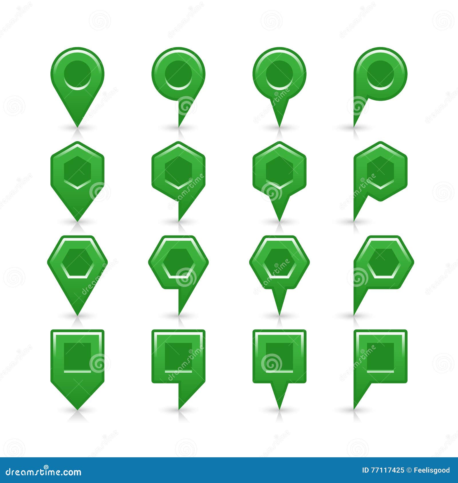 Flat Green Color Map Pin Sign Location Icon Stock Vector - Illustration ...
