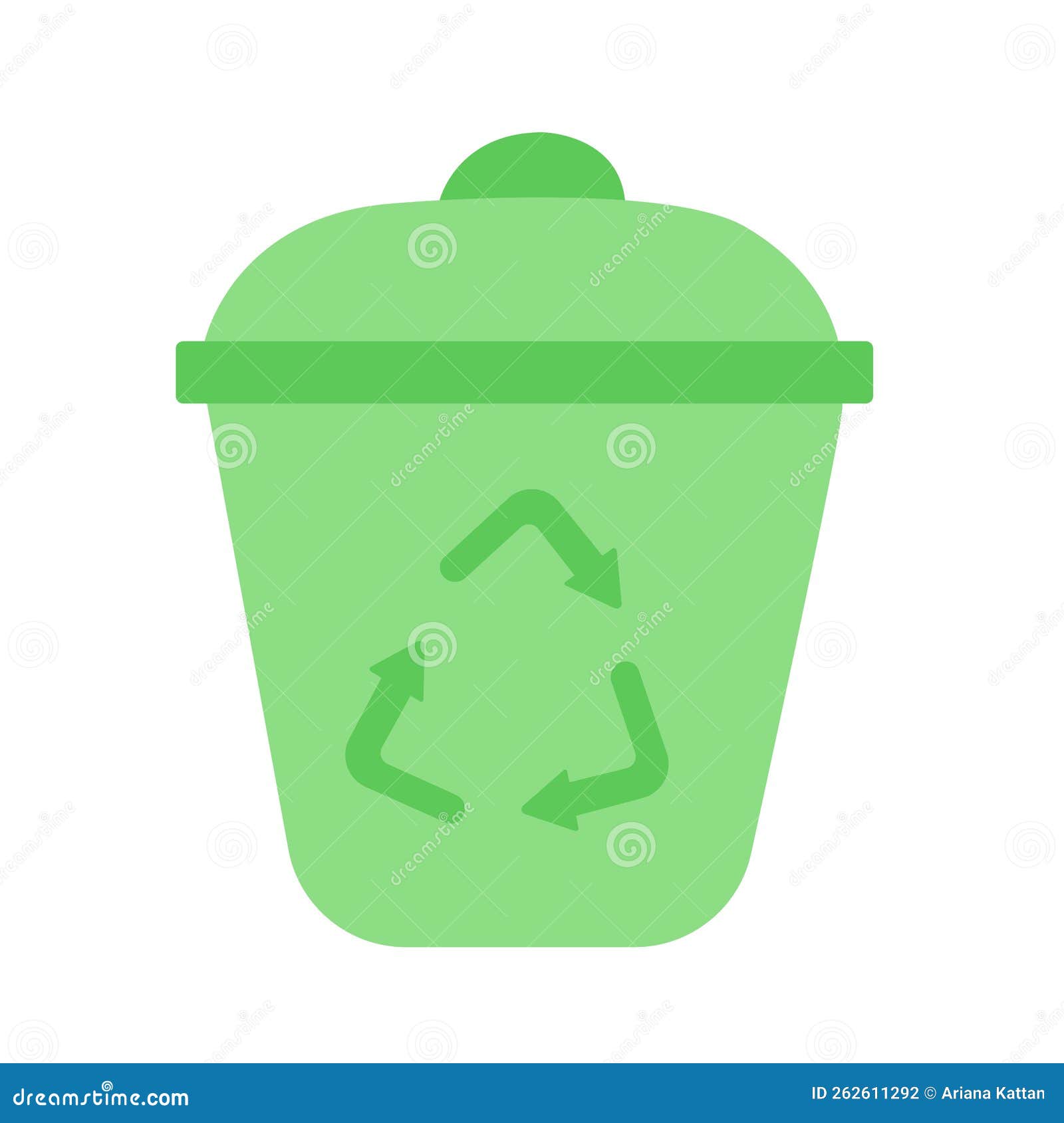 Flat Green Illustration of Garbage Bin. Plastic Trash Container Icon ...