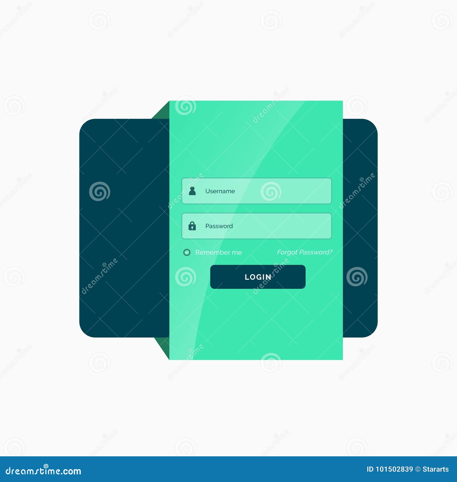 Flat Green Login User Interface Template Design Stock Vector ...