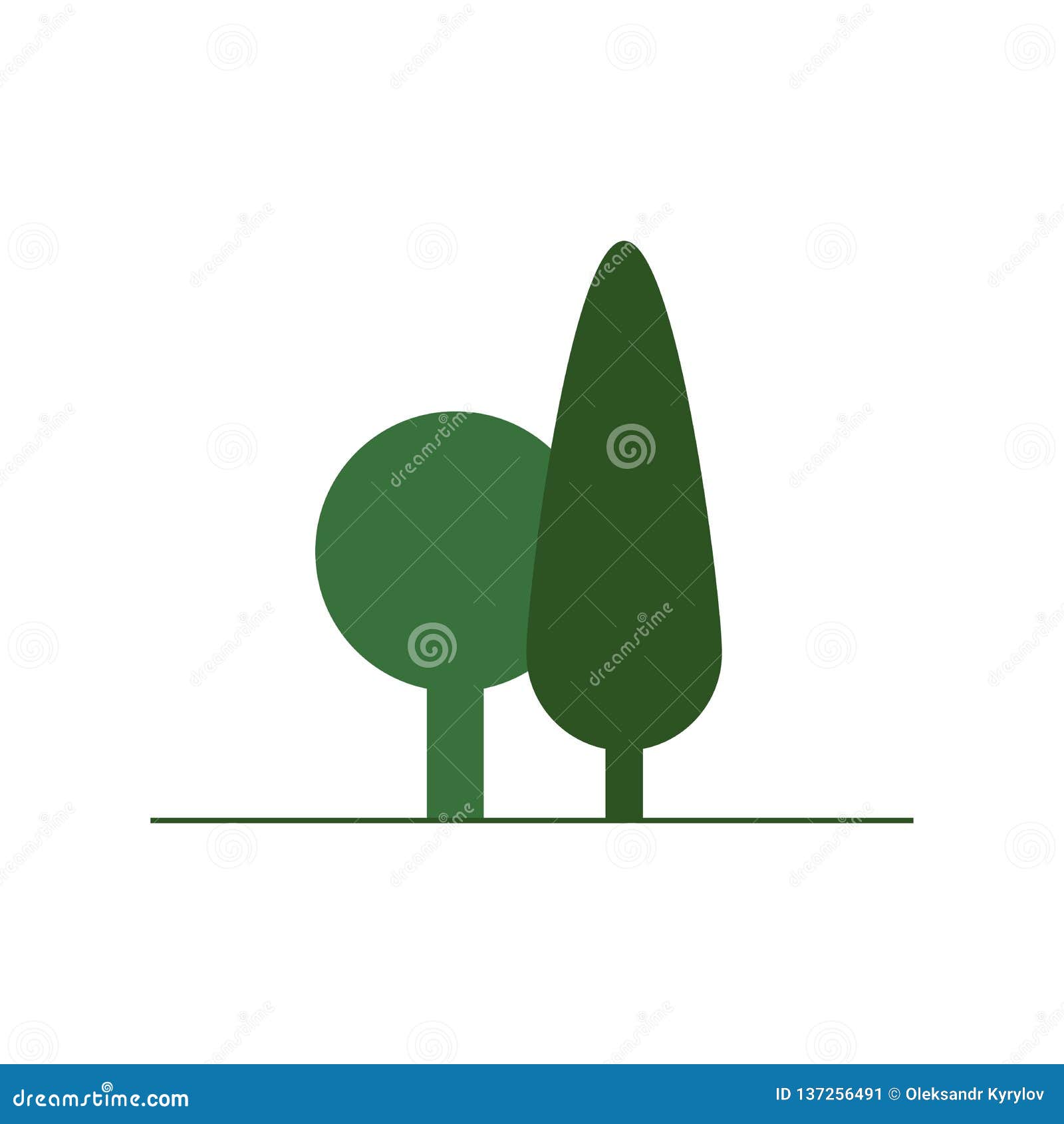 Flat Green Tree Icon, Vector Illustration Isolated on White Background ...