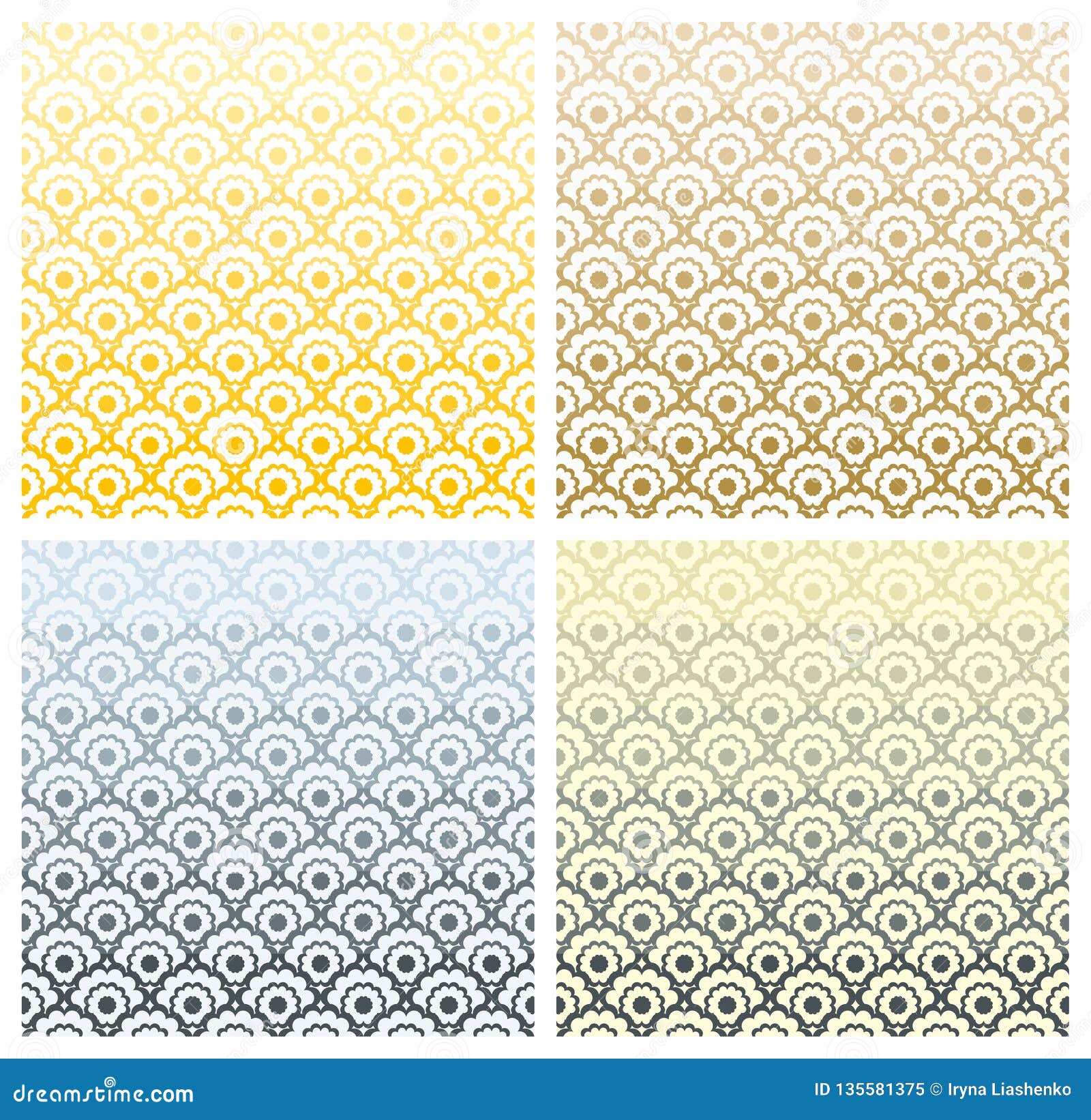 Flat Grid Seamless Pattern Set. Stock Illustration - Illustration of ...