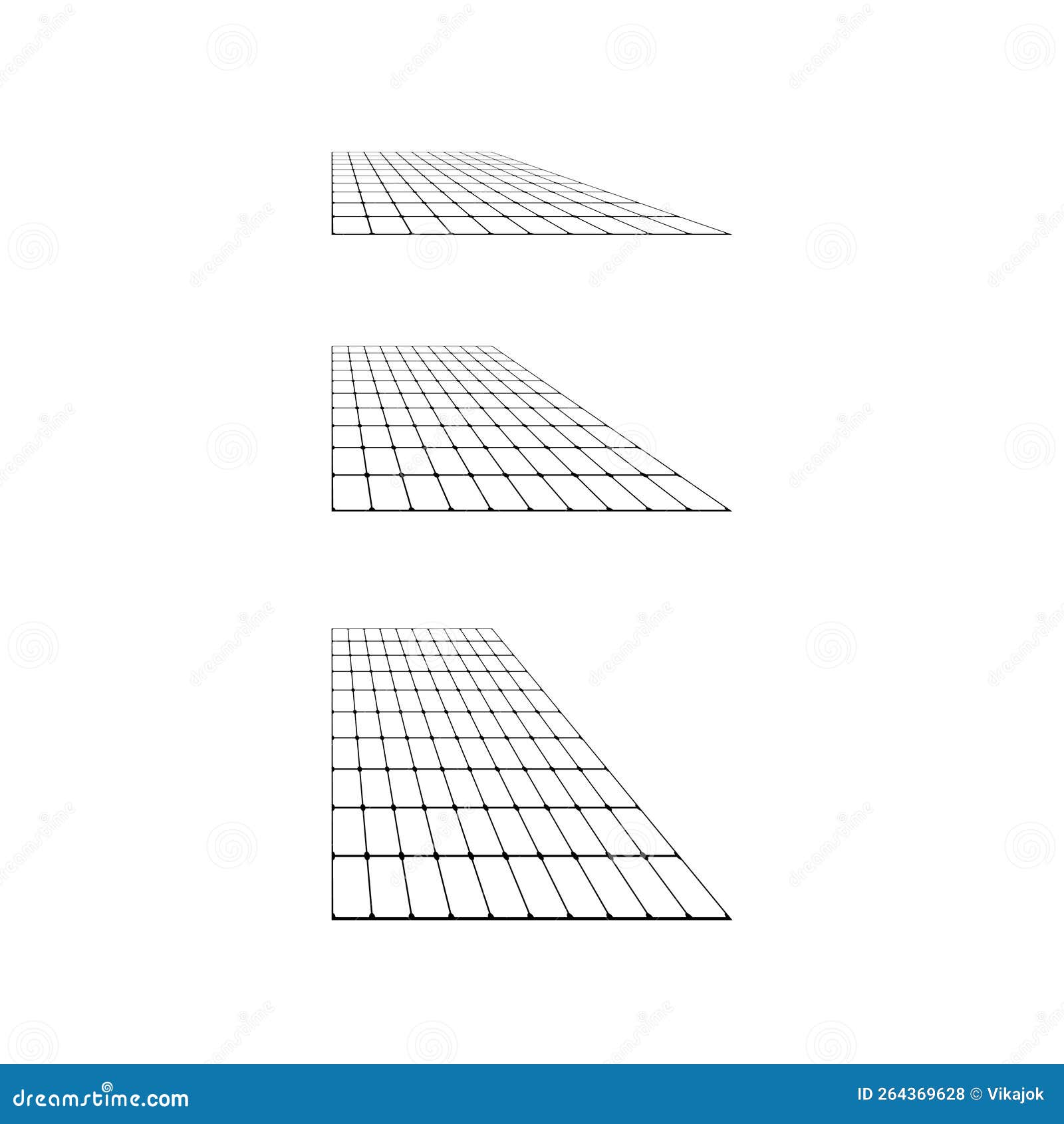 Flat Grid Surface Set. Rectangle Horizontal Plane in Different ...