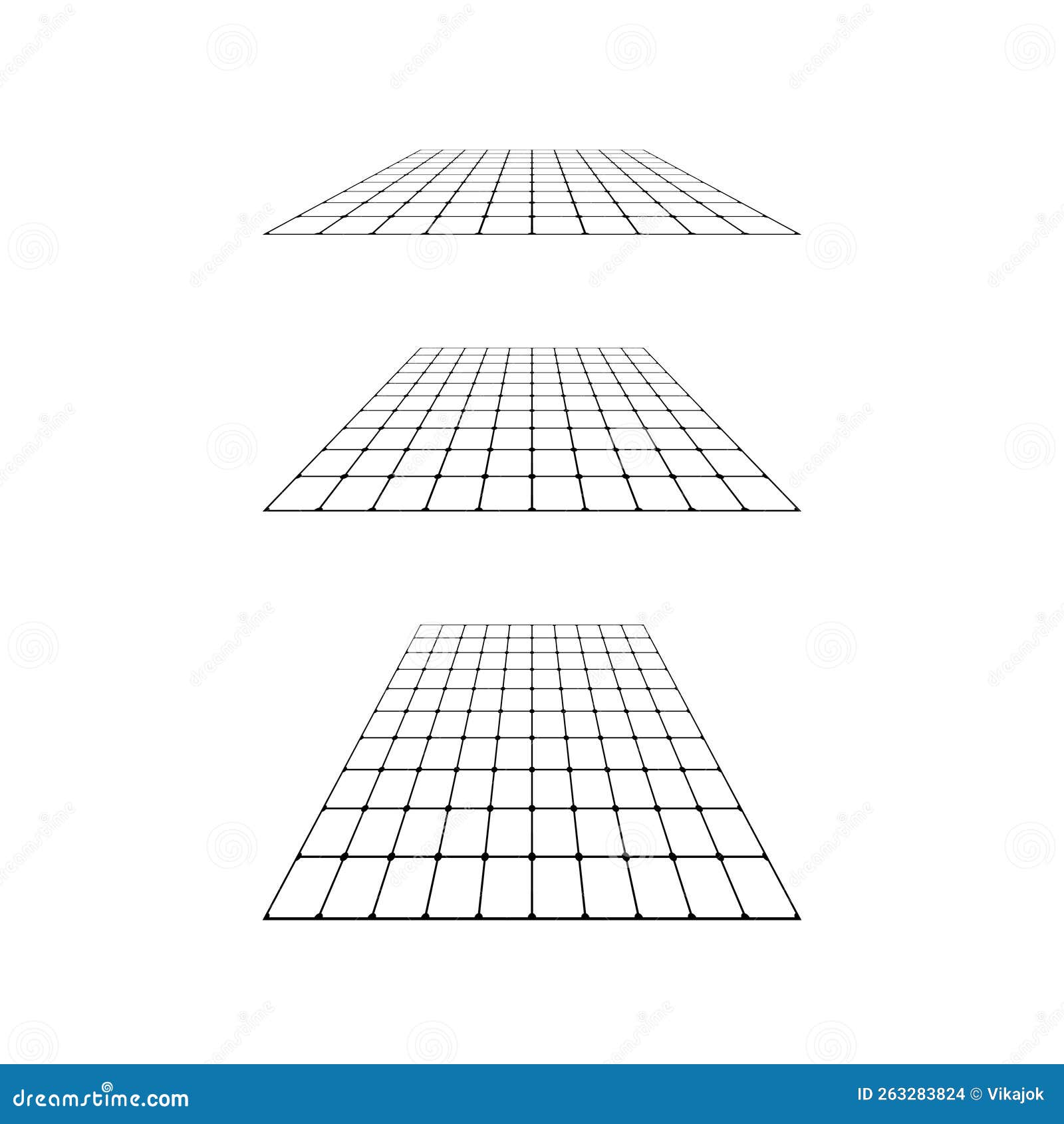 Flat Grid Surface Set. Rectangle Horizontal Plane in Different ...