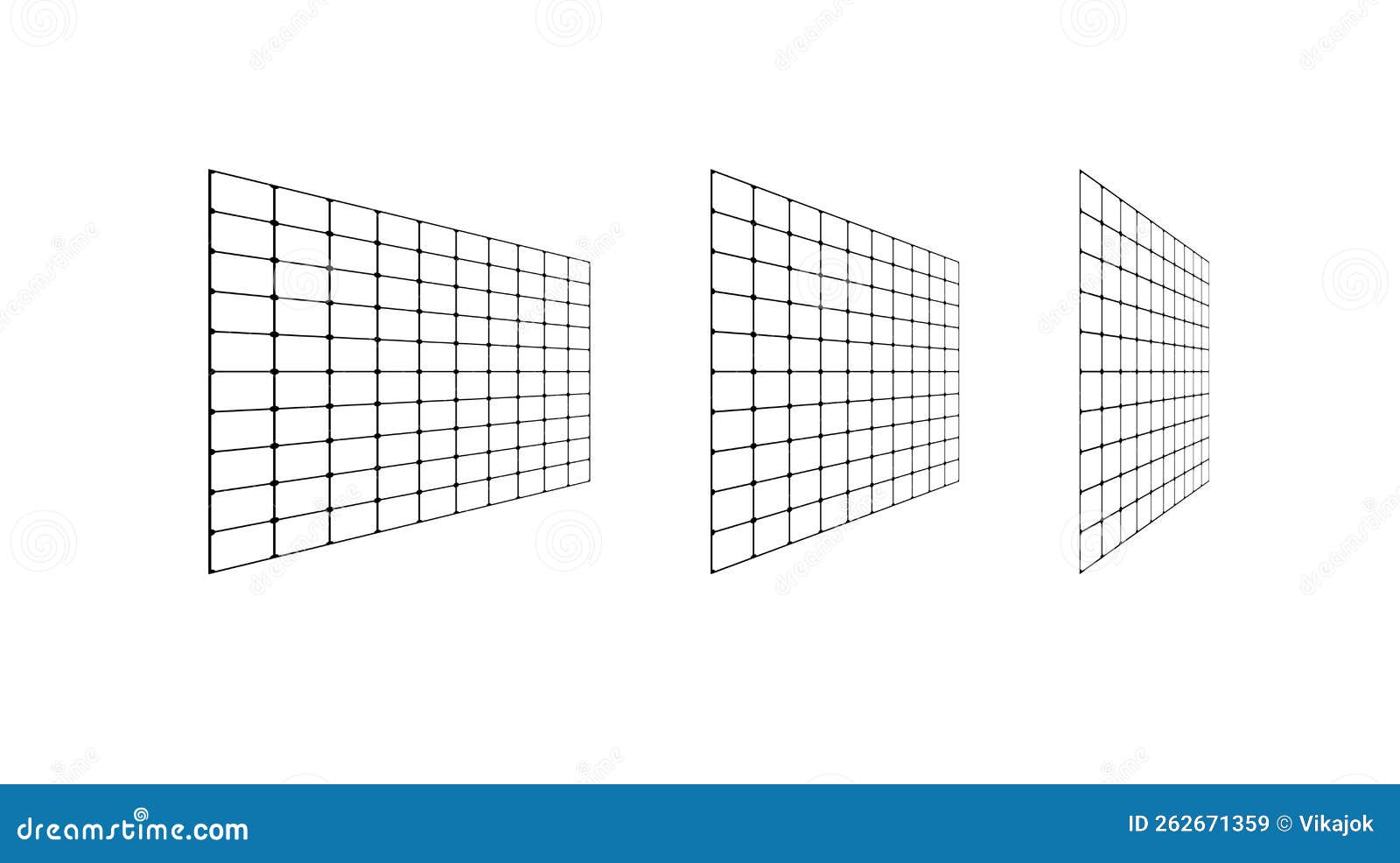 Flat Grid Surface Set. Rectangle Vertical Plane in Different ...