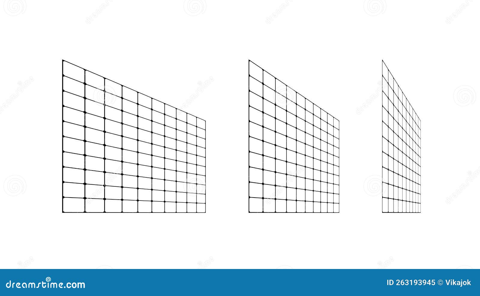 Flat Grid Surface Set. Rectangle Vertical Plane in Different ...