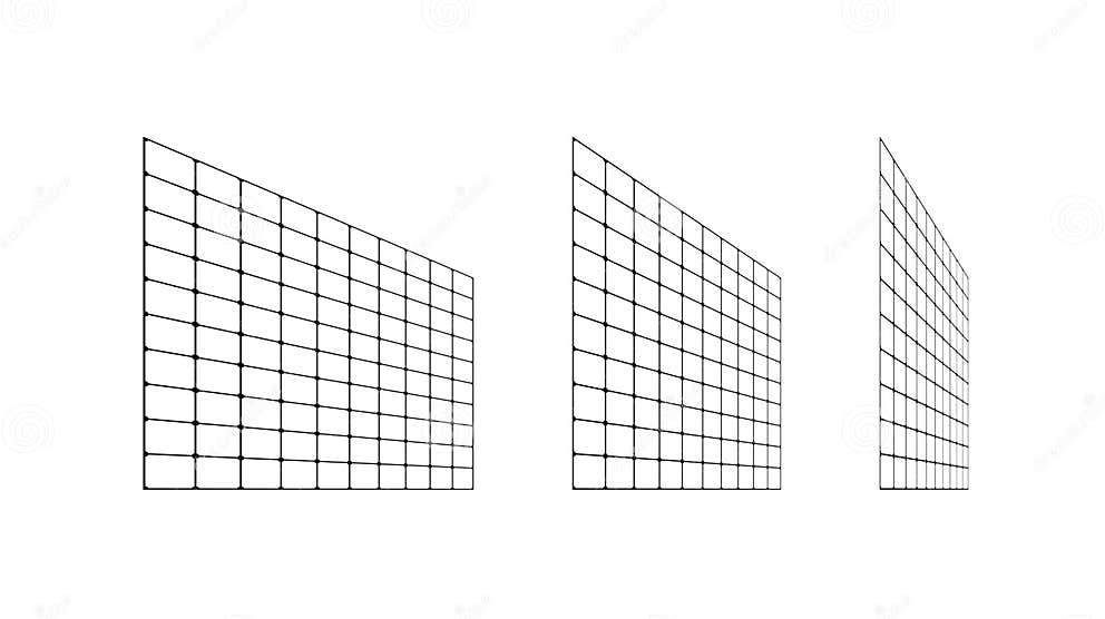 Flat Grid Surface Set. Rectangle Vertical Plane in Different ...