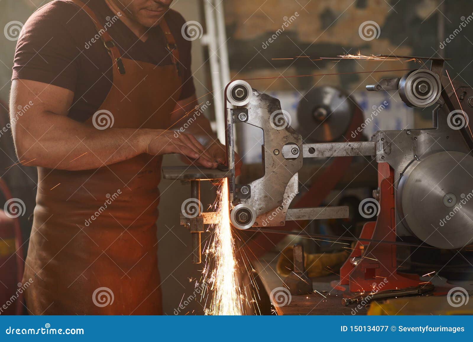 Flat grinding process stock image. Image of worker, sharpening - 150134077