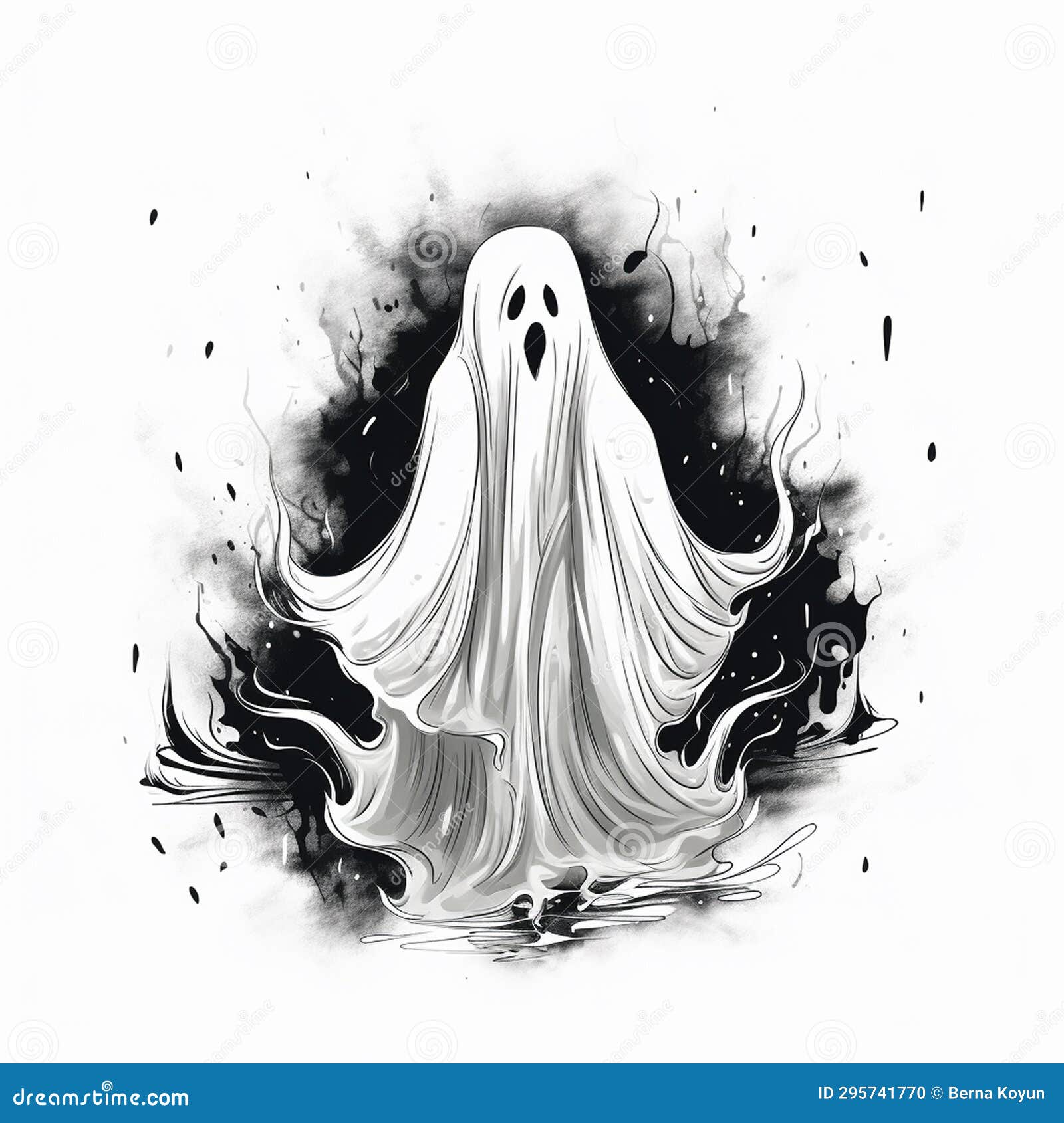 Flat Halloween Flair Modern Ghosts Stock Illustration - Illustration of ...