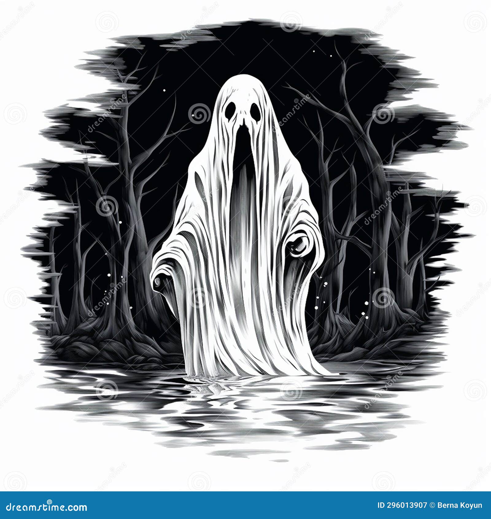 Flat Halloween Flair Modern Ghosts Stock Illustration - Illustration of ...