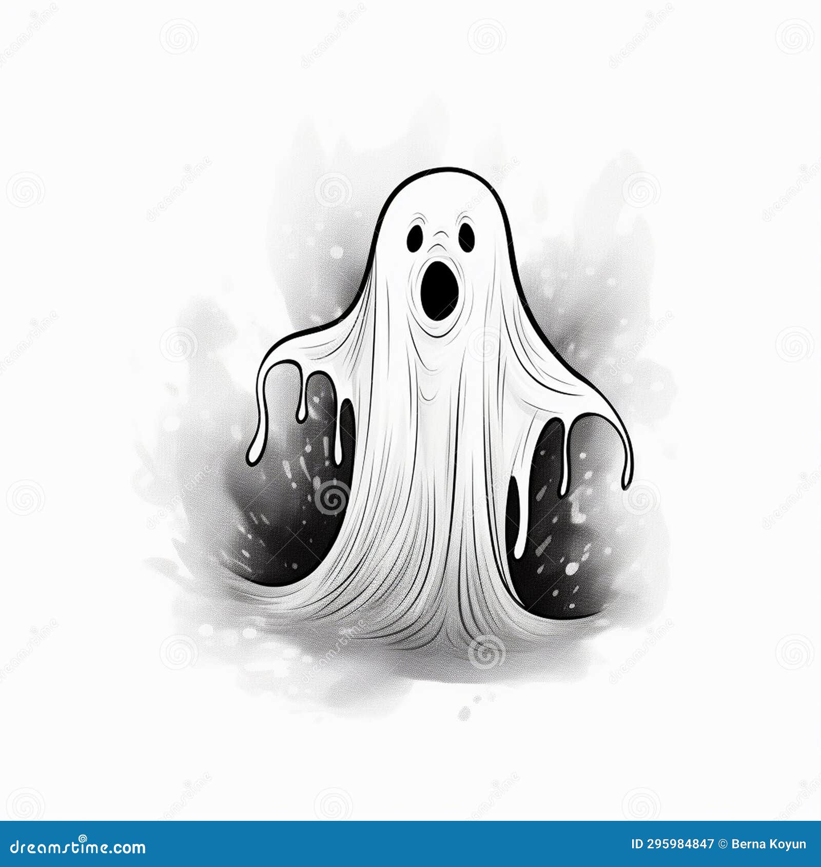 Flat Halloween Ghost Art Modern Ghostly Vibes Stock Illustration ...